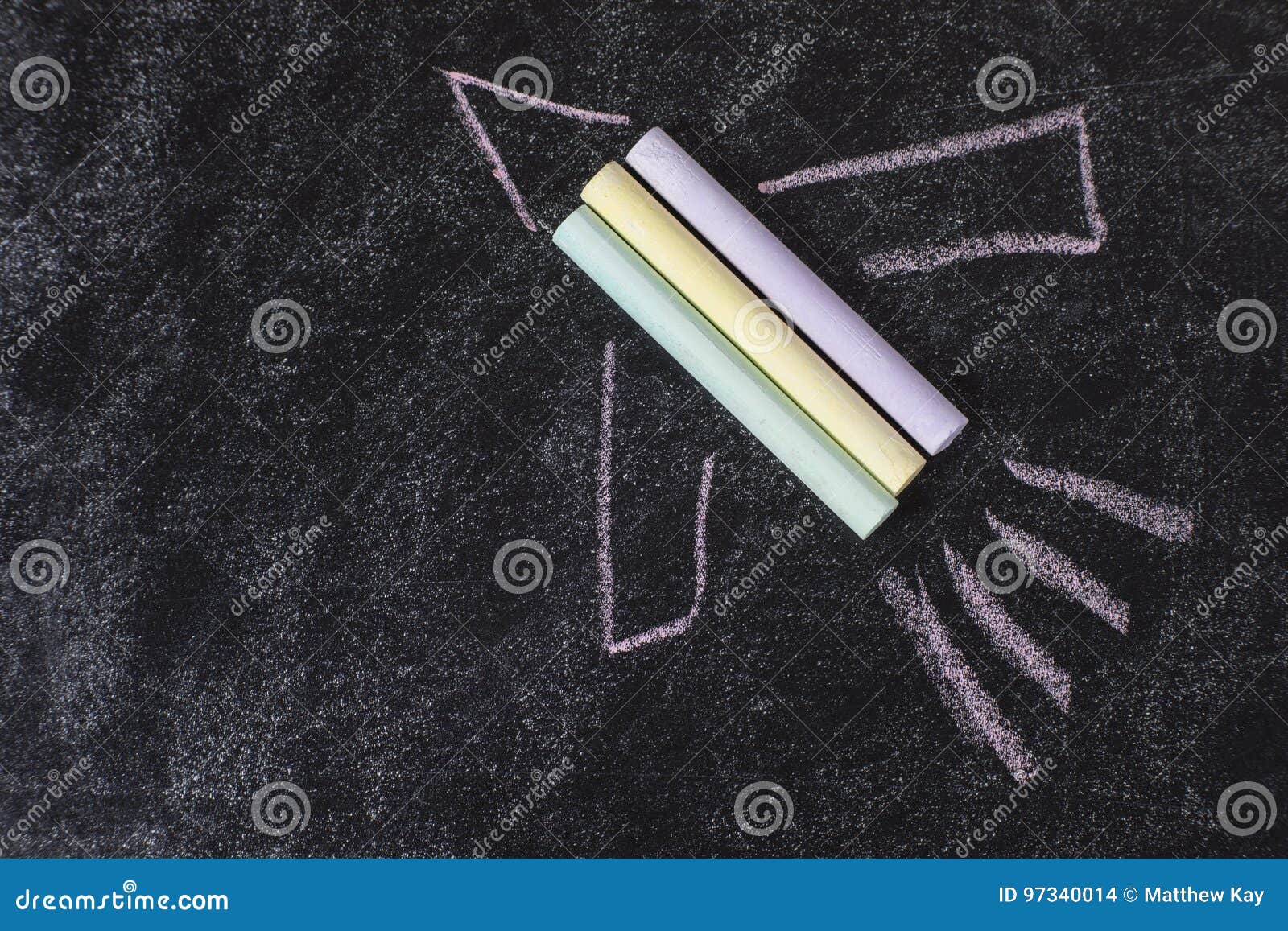 Pieces of Chalk Arranged in Rocket Stock Photo - Image of originality ...
