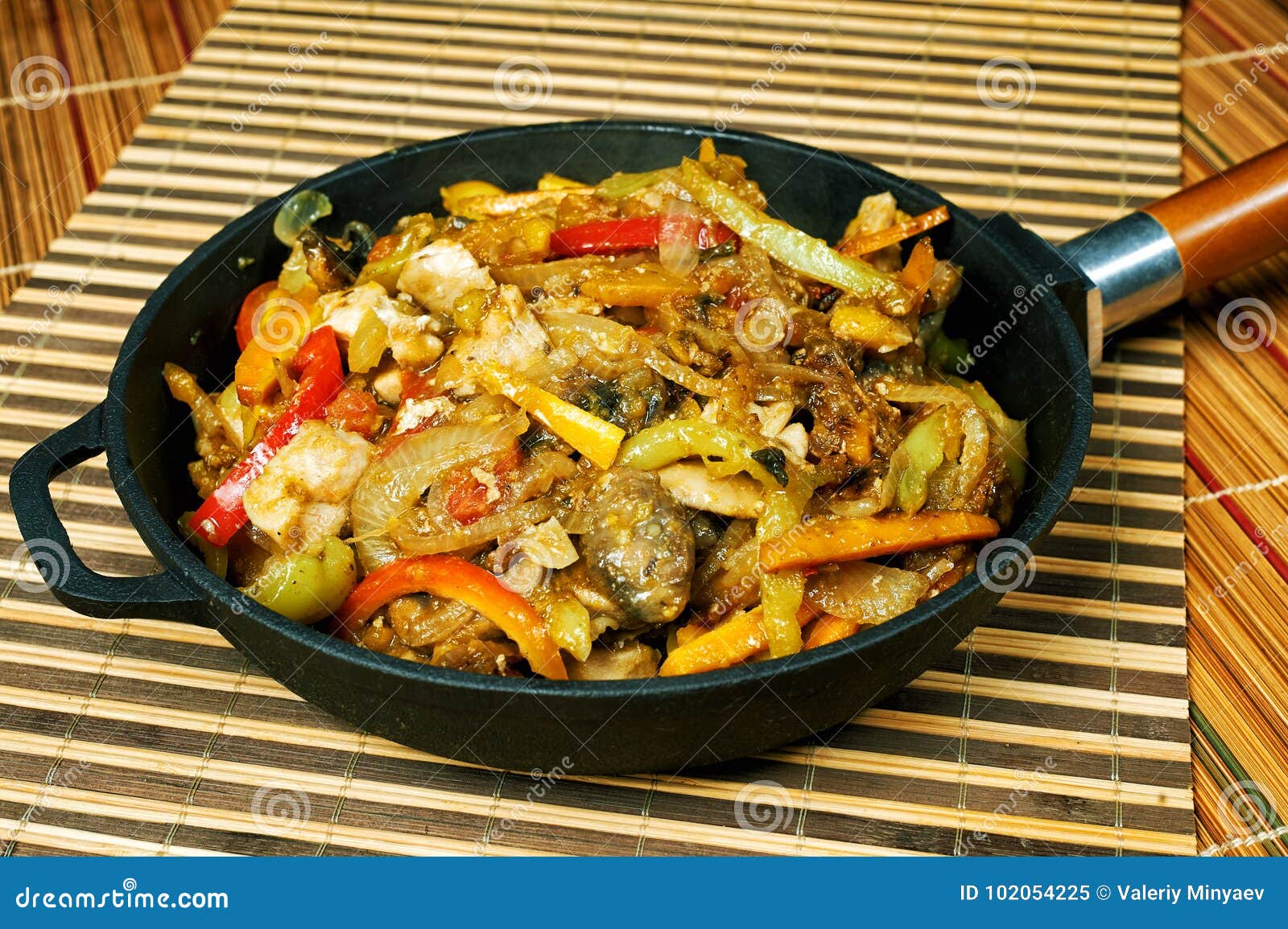 Pieces of Chicken Breast Sauteed with Vegetables Stock Image - Image of ...