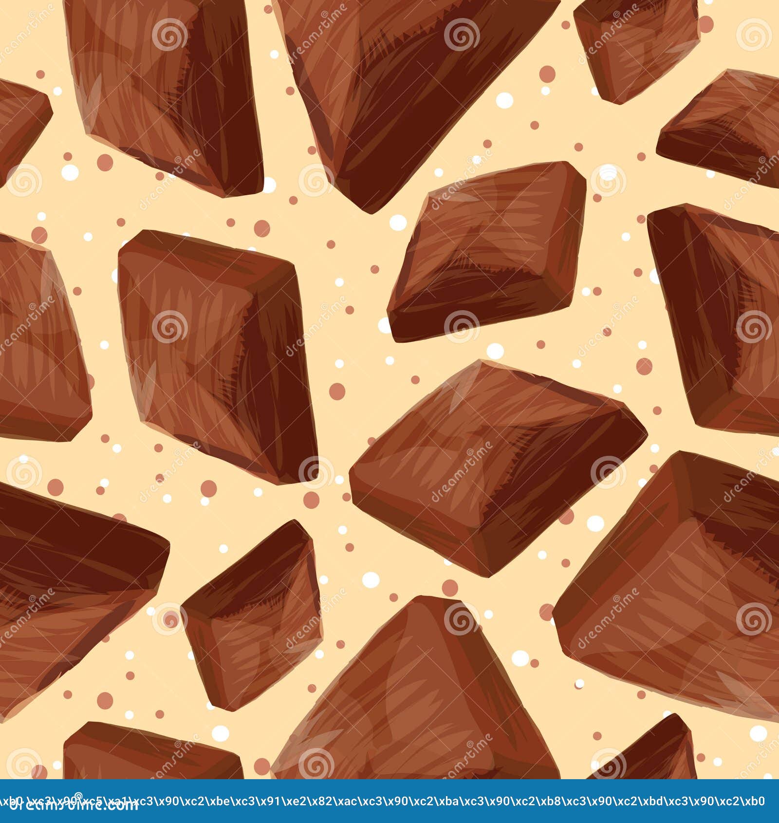 Pieces of Chocolate on a Beige Background Stock Vector - Illustration ...