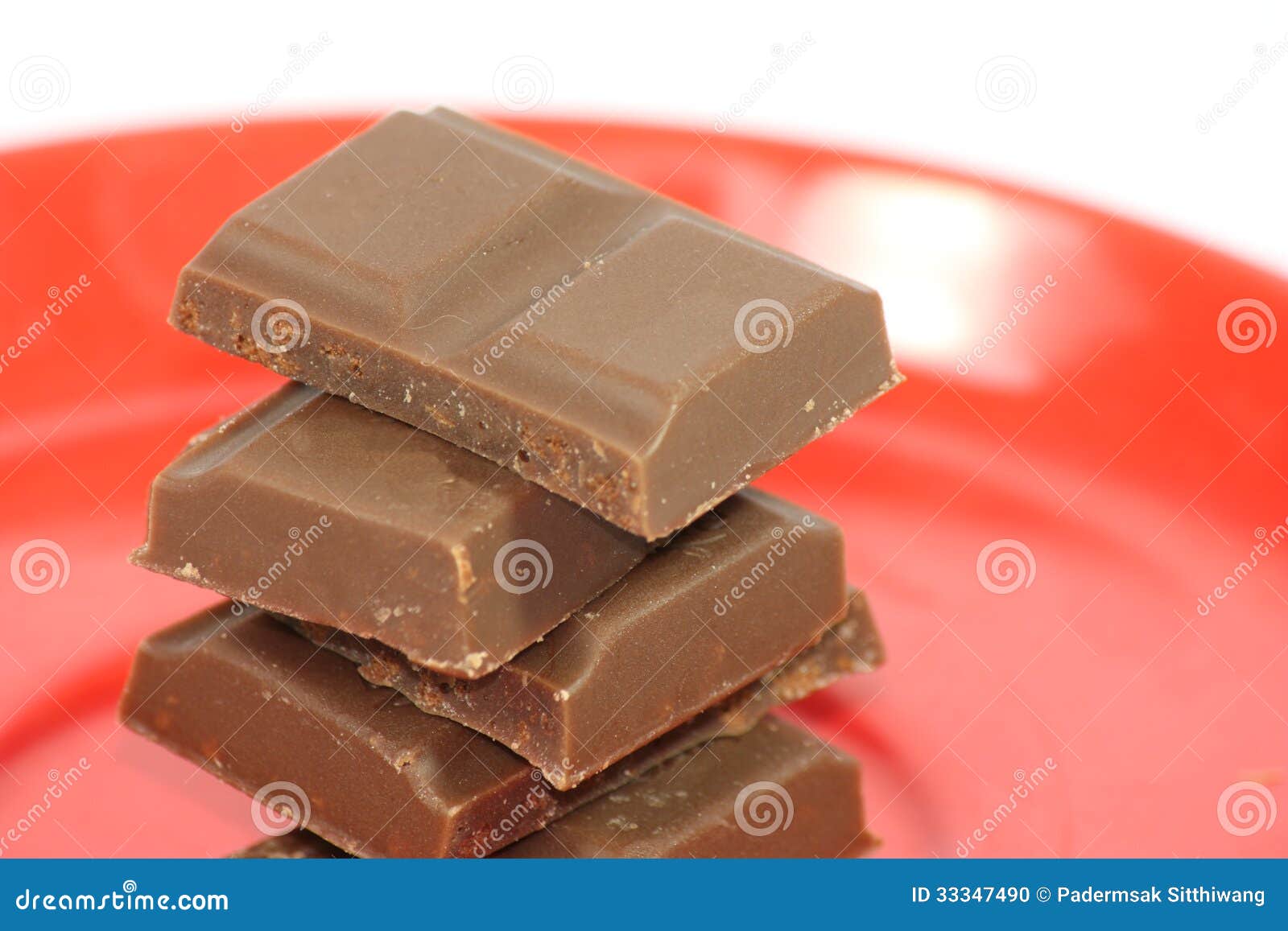 A Pieces of Chocolate on Plate Stock Photo - Image of piece ...