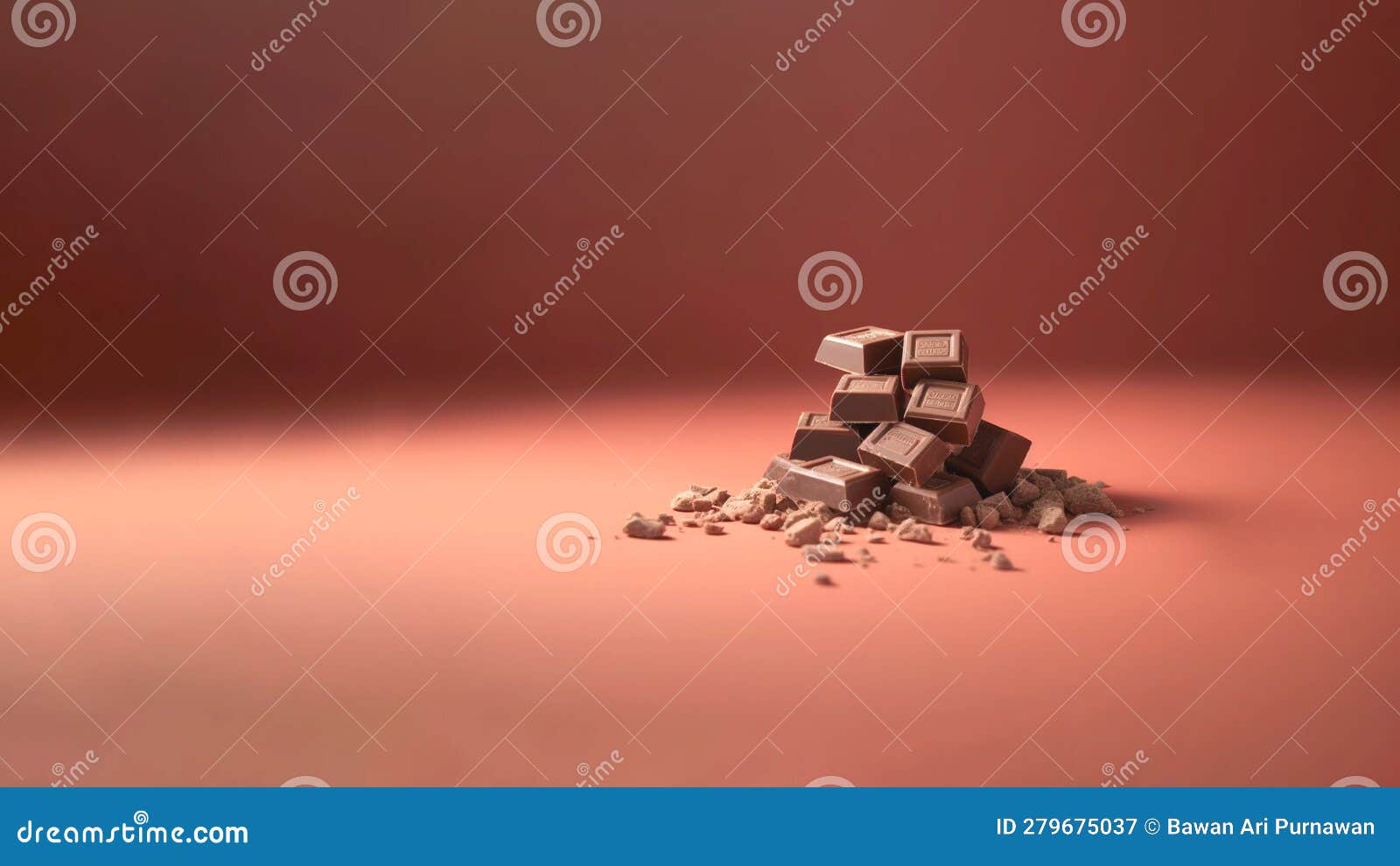 Pieces of Chocolate on Solid Background, Generative AI Stock ...