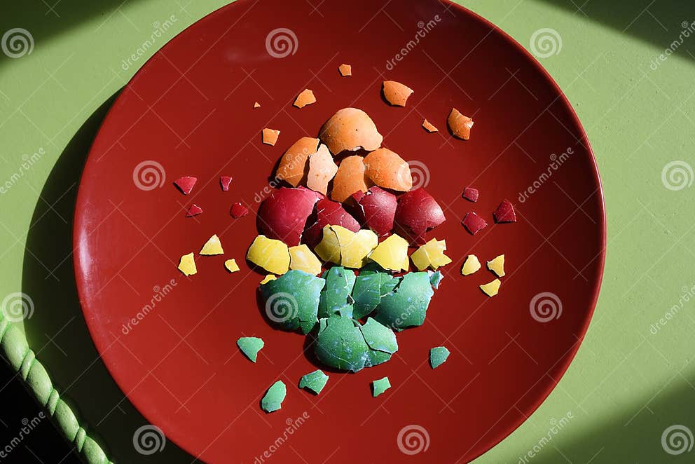 Pieces of Colourful Crushed Easter Eggshell Folded in the Shape of an ...