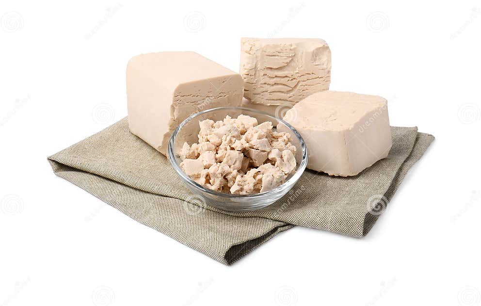 Pieces of Compressed Yeast Isolated on White Stock Photo - Image of ...