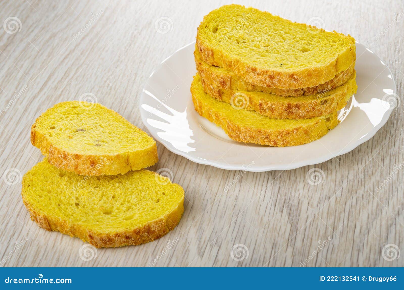 Pieces of Cornbread on Table, Stack from Slices of Corn Bread in Plate ...