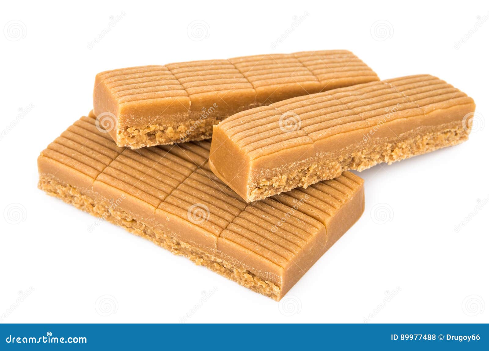 Pieces of Creamy Toffee Isolated on White Stock Photo - Image of ...