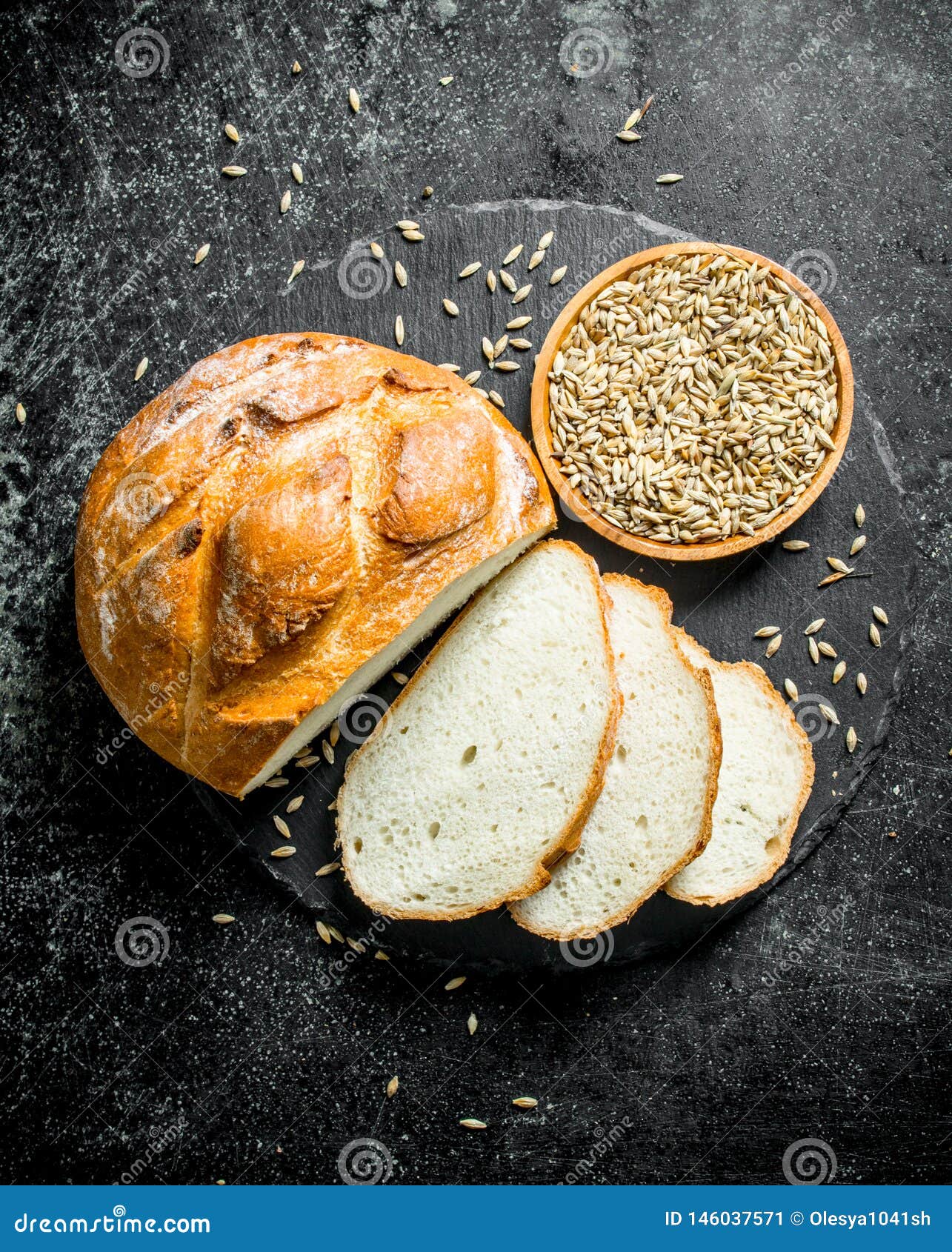 Pieces of Crunchy Bread with Grains in a Bowl Stock Image - Image of ...