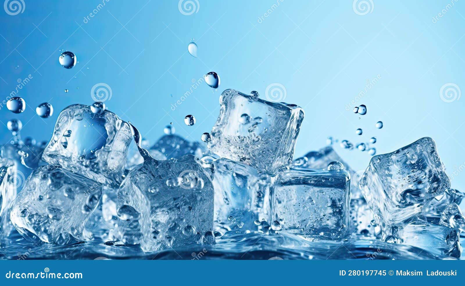 Pieces of Crushed Ice Cubes. Generative AI Stock Illustration ...