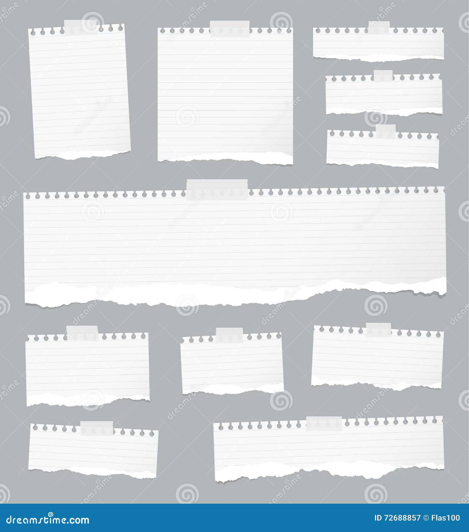 Pieces of Cut Out White Lined Notebook Paper are Stuck on Gray ...