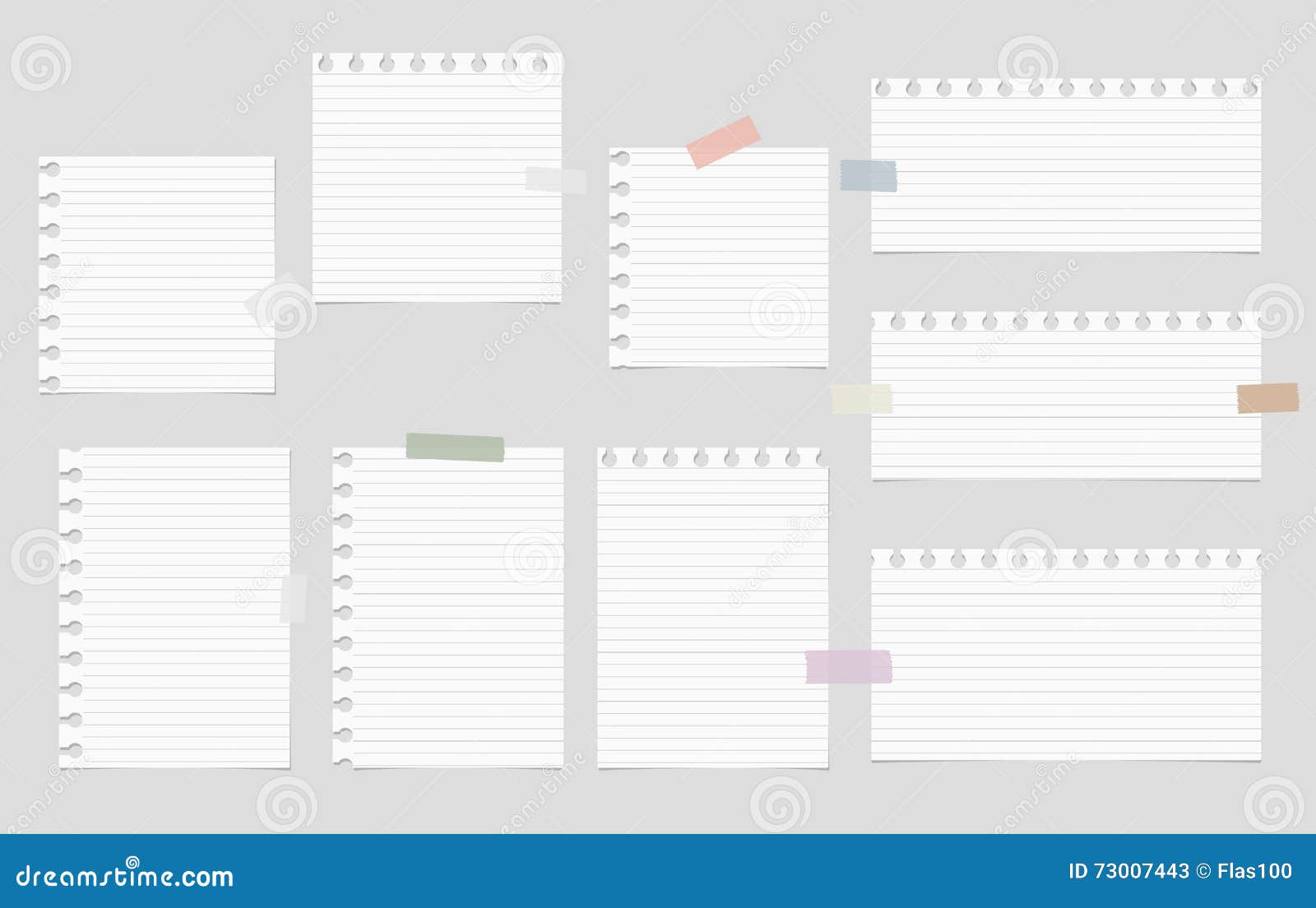 Pieces of Cut Out White Notebook Paper are Stuck on Gray Striped ...