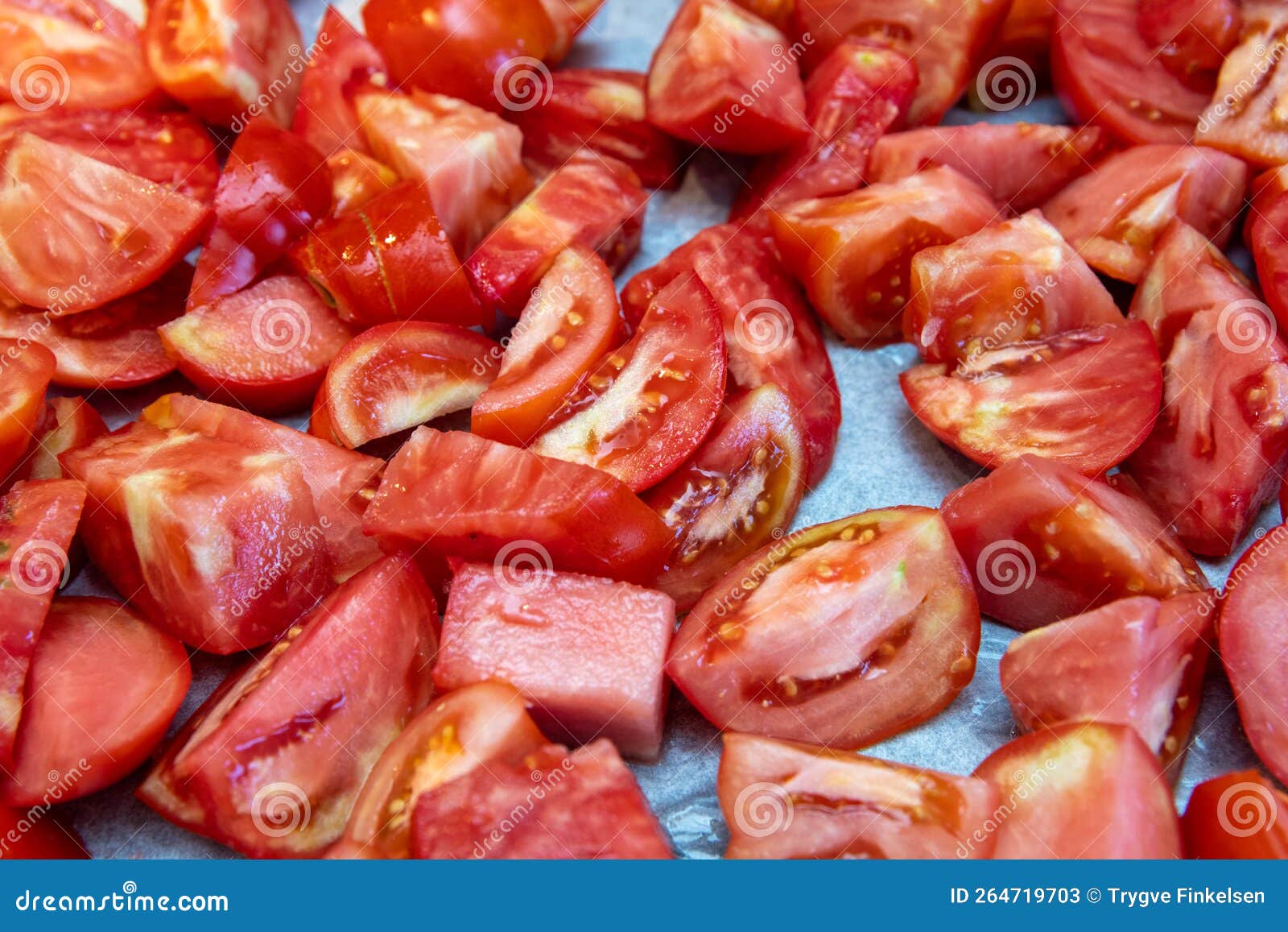 Pieces of Cut Up Tomatoes on a Plate.. Stock Image - Image of ...
