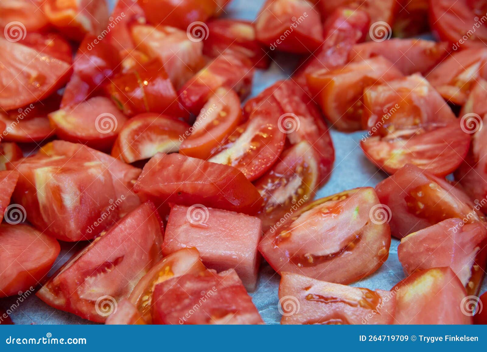 Pieces of Cut Up Tomatoes on a Plate.. Stock Image - Image of leaf ...