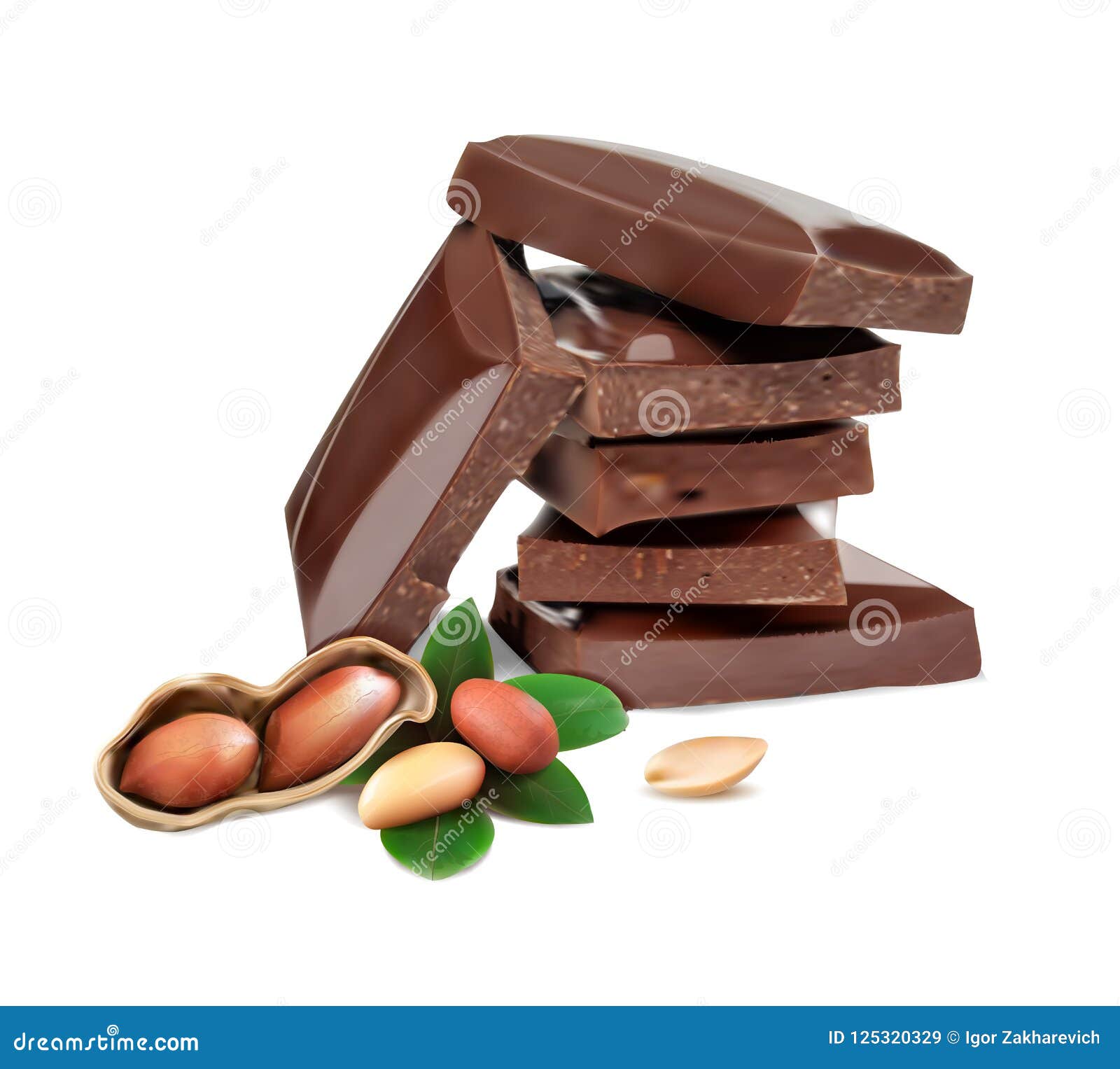 Pieces of Dark Chocolate with Peanuts Stock Image - Image of groundnut ...
