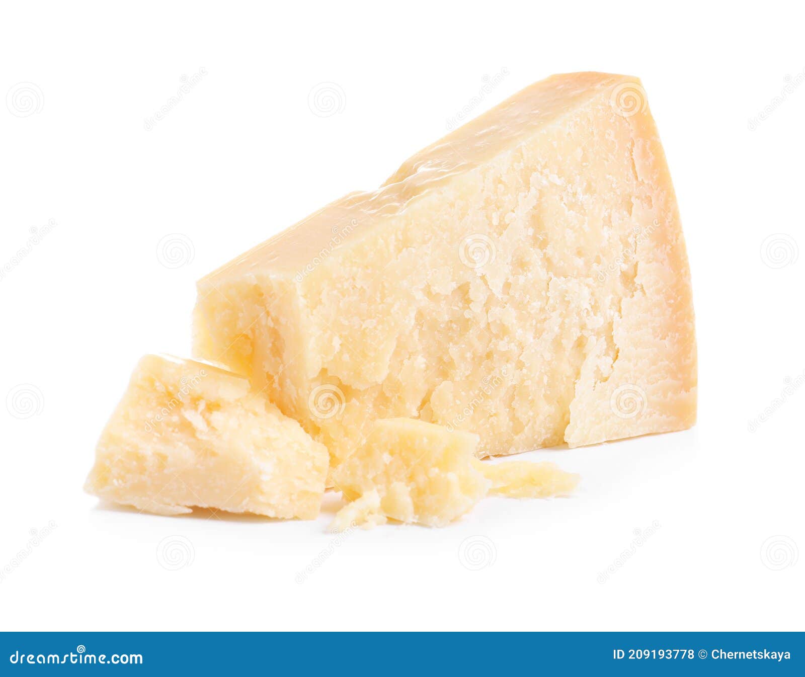 Pieces of Delicious Parmesan Cheese on White Background Stock Photo ...