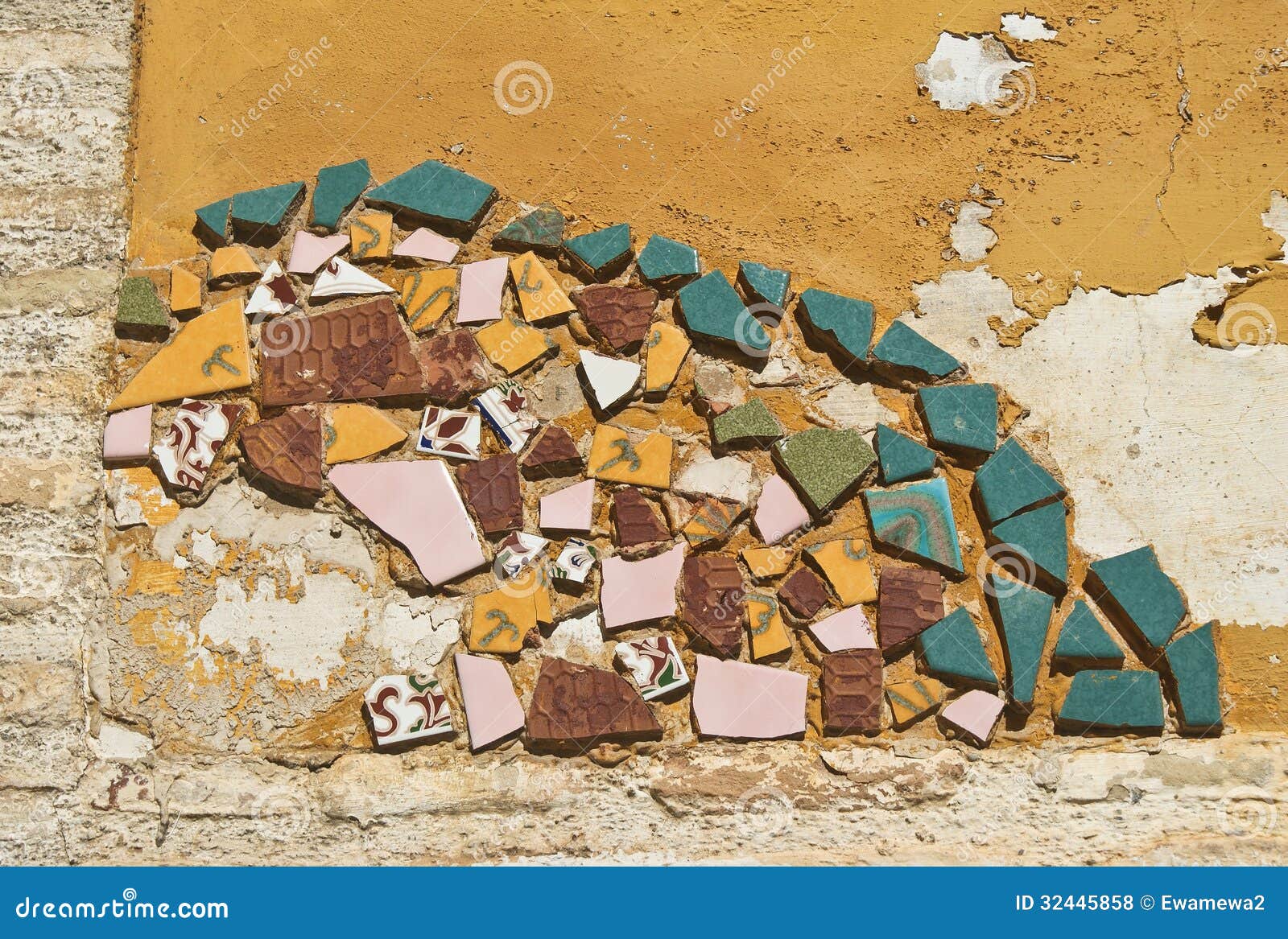 Pieces of destroyed mosaic stock photo. Image of ceramic - 32445858