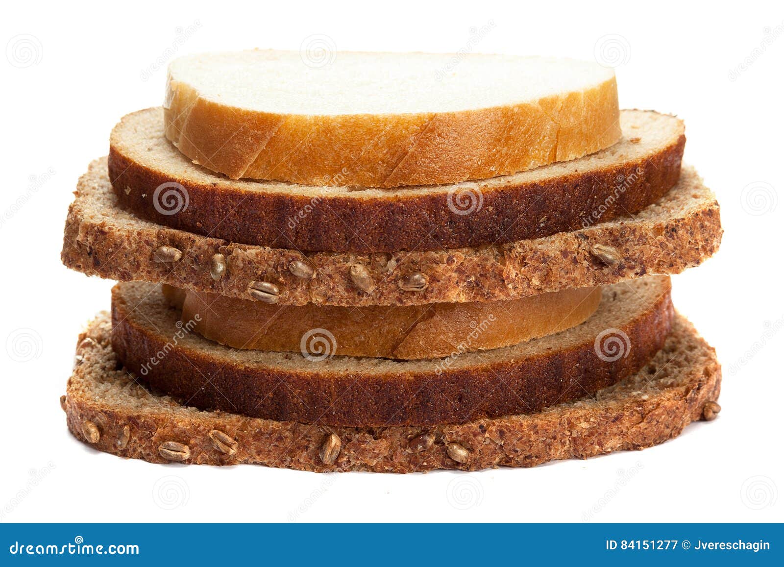 Pieces of Different Bread Isolated on White Background Stock Image ...