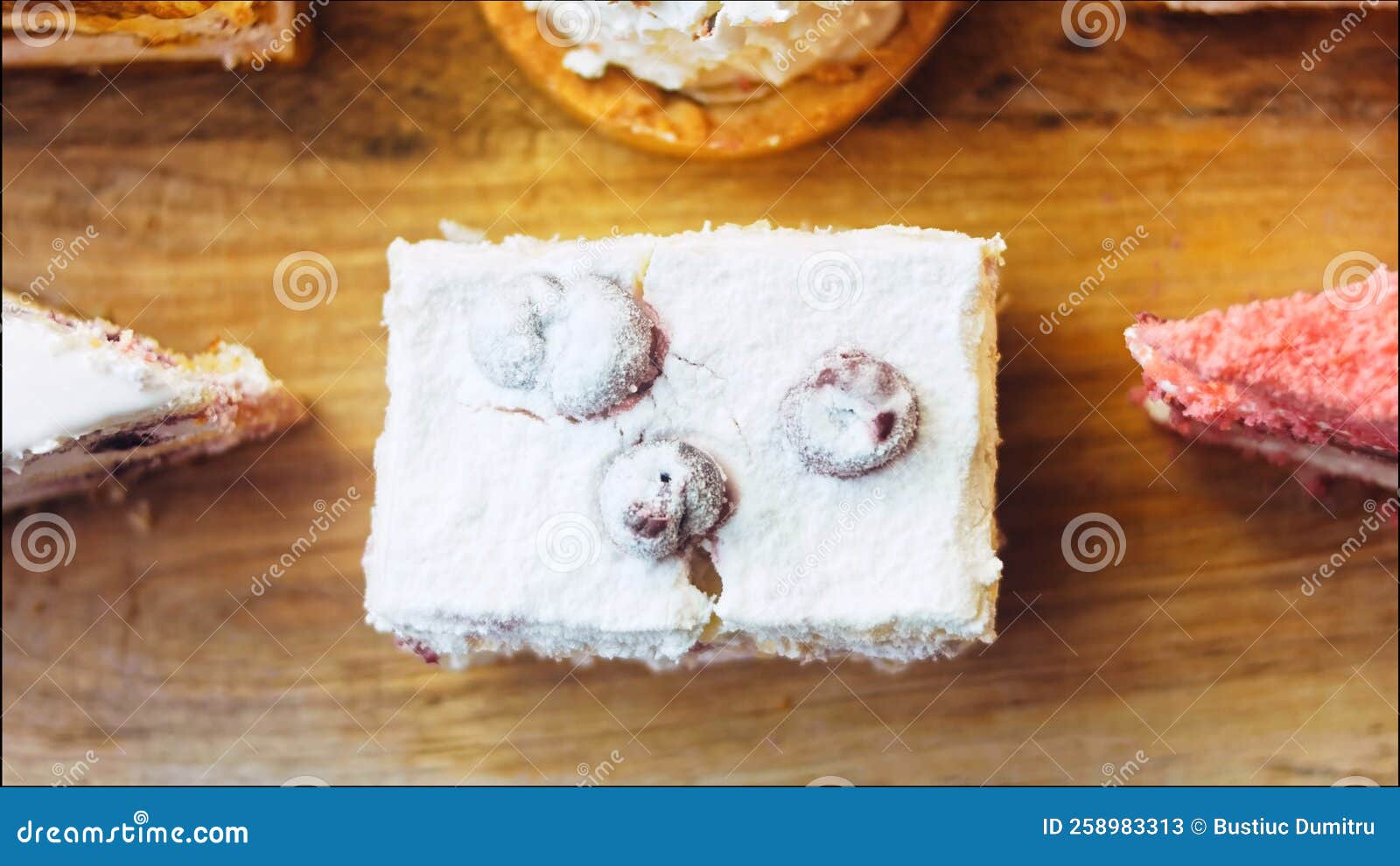 Pieces of Different Cakes on a Retro-style Baking Tray. Slider and ...
