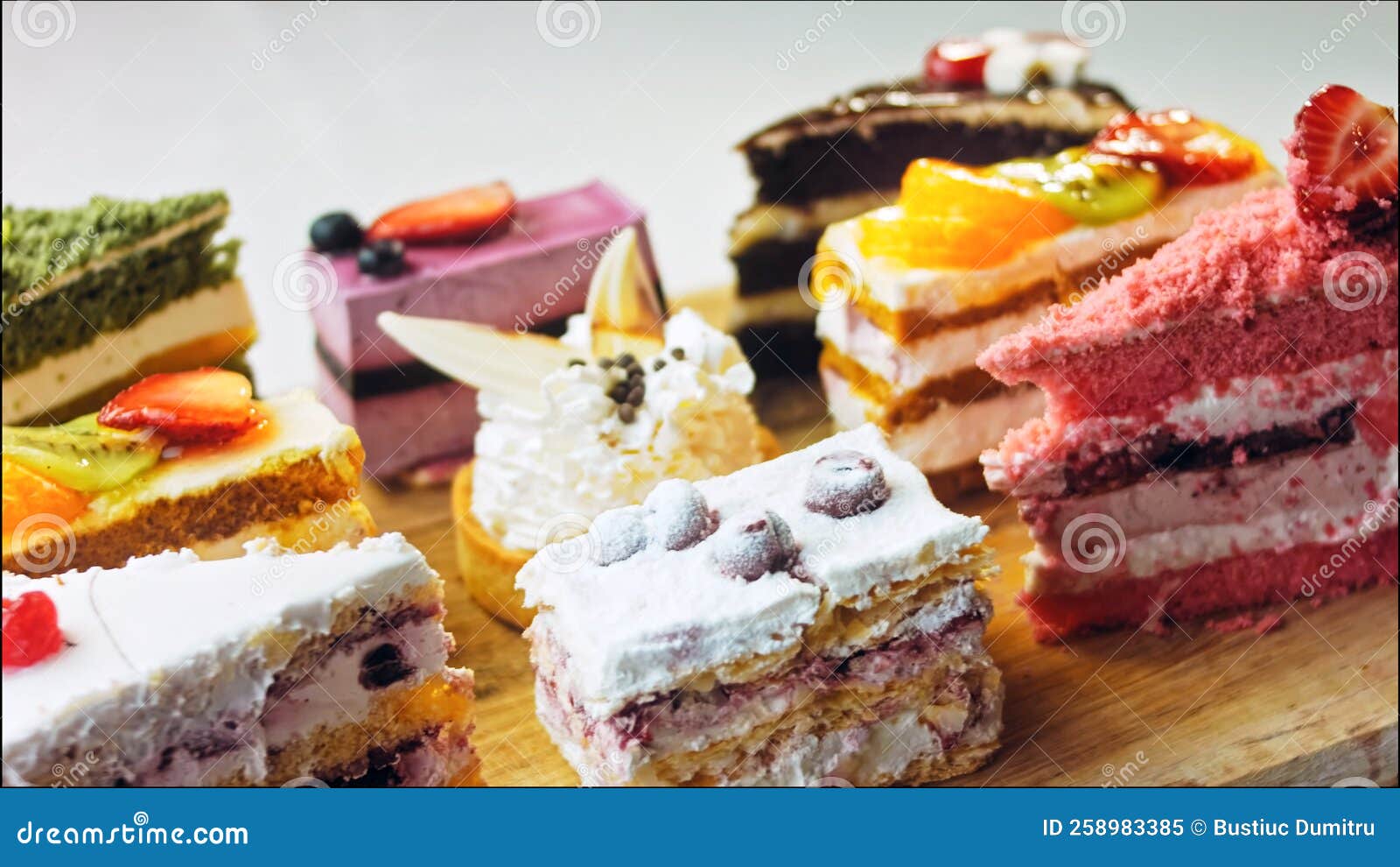 Pieces of Different Cakes on a Retro-style Baking Tray. Slider and ...