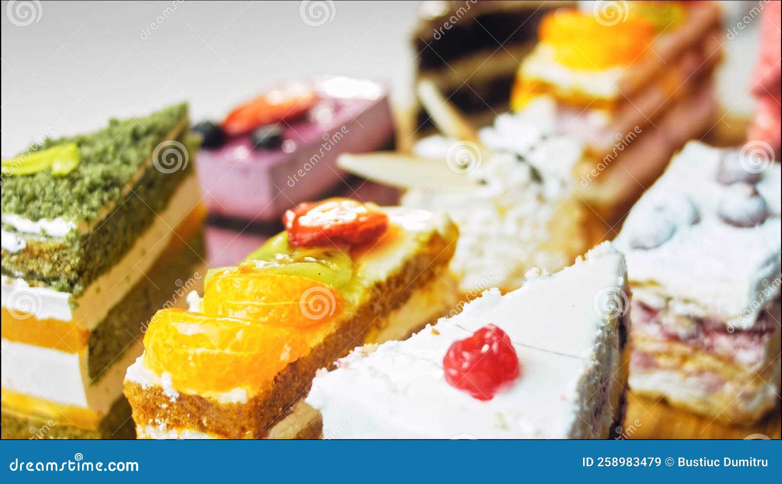 Pieces of Different Cakes on a Retro-style Baking Tray. Slider and ...