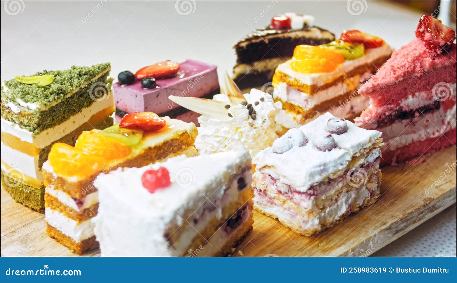Pieces of Different Cakes on a Retro-style Baking Tray. Slider and ...