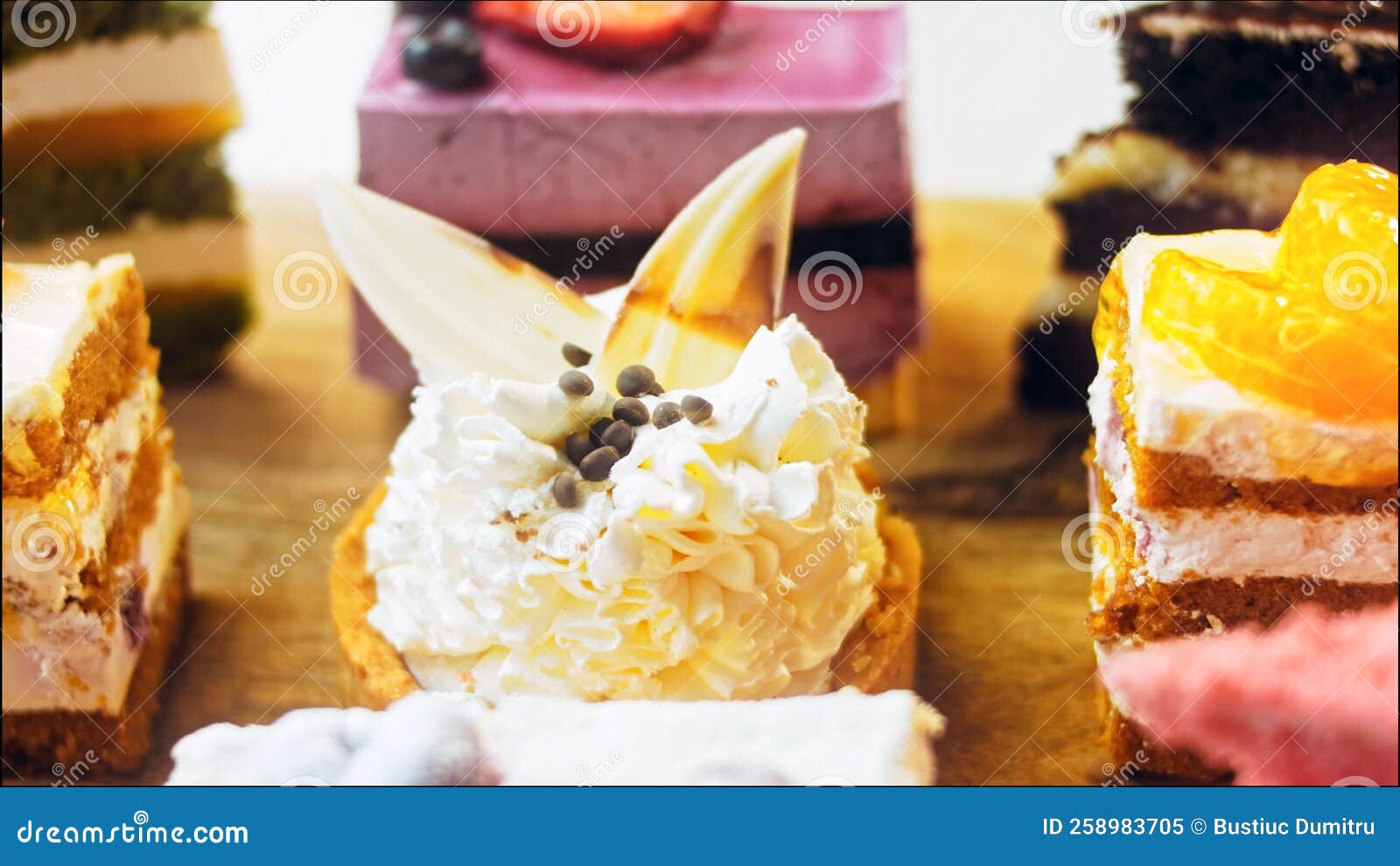 Pieces of Different Cakes on a Retro-style Baking Tray. Slider and ...