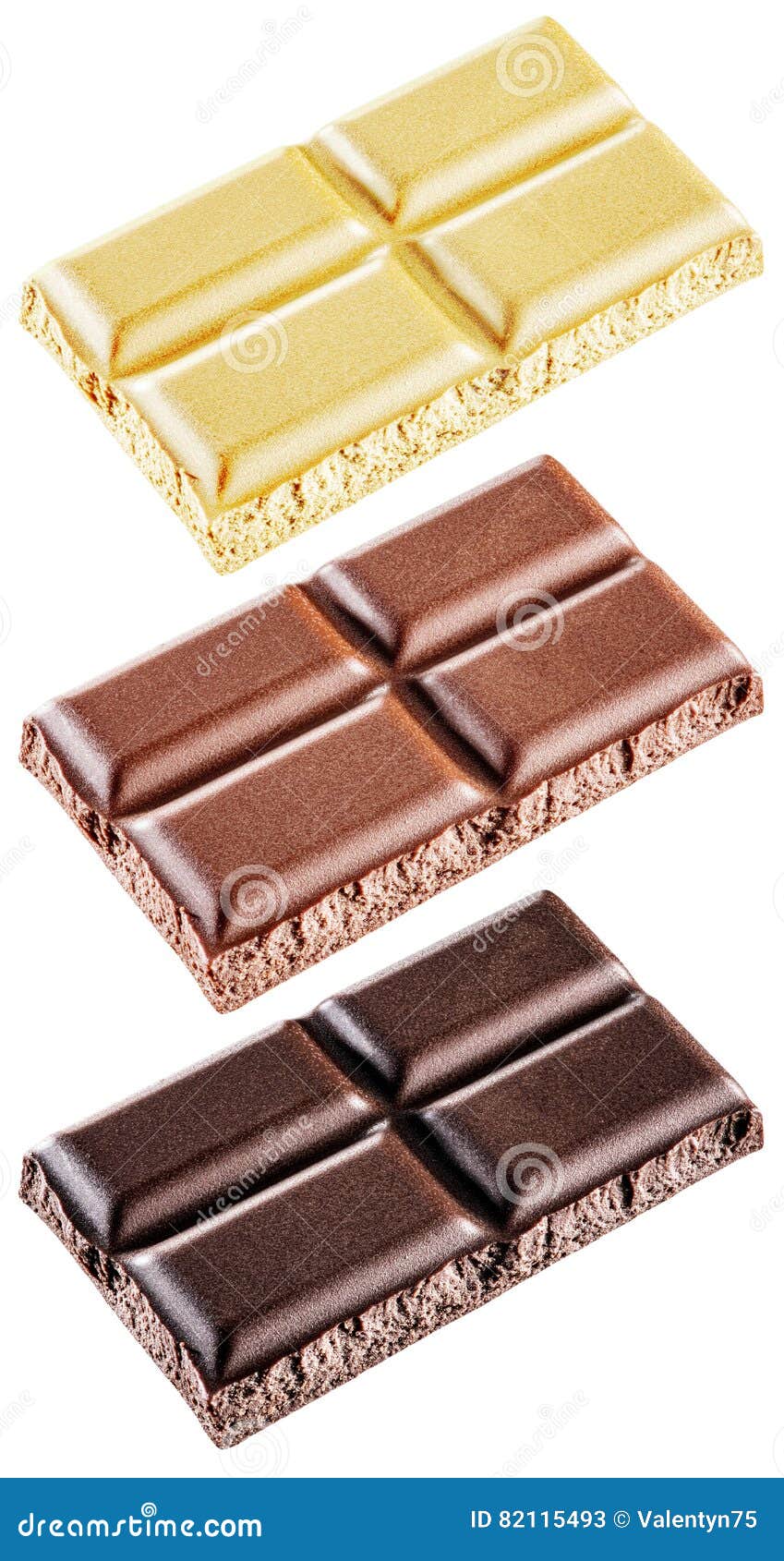 Pieces of Different Chocolate Bar. Stock Image - Image of cocoa, broken ...