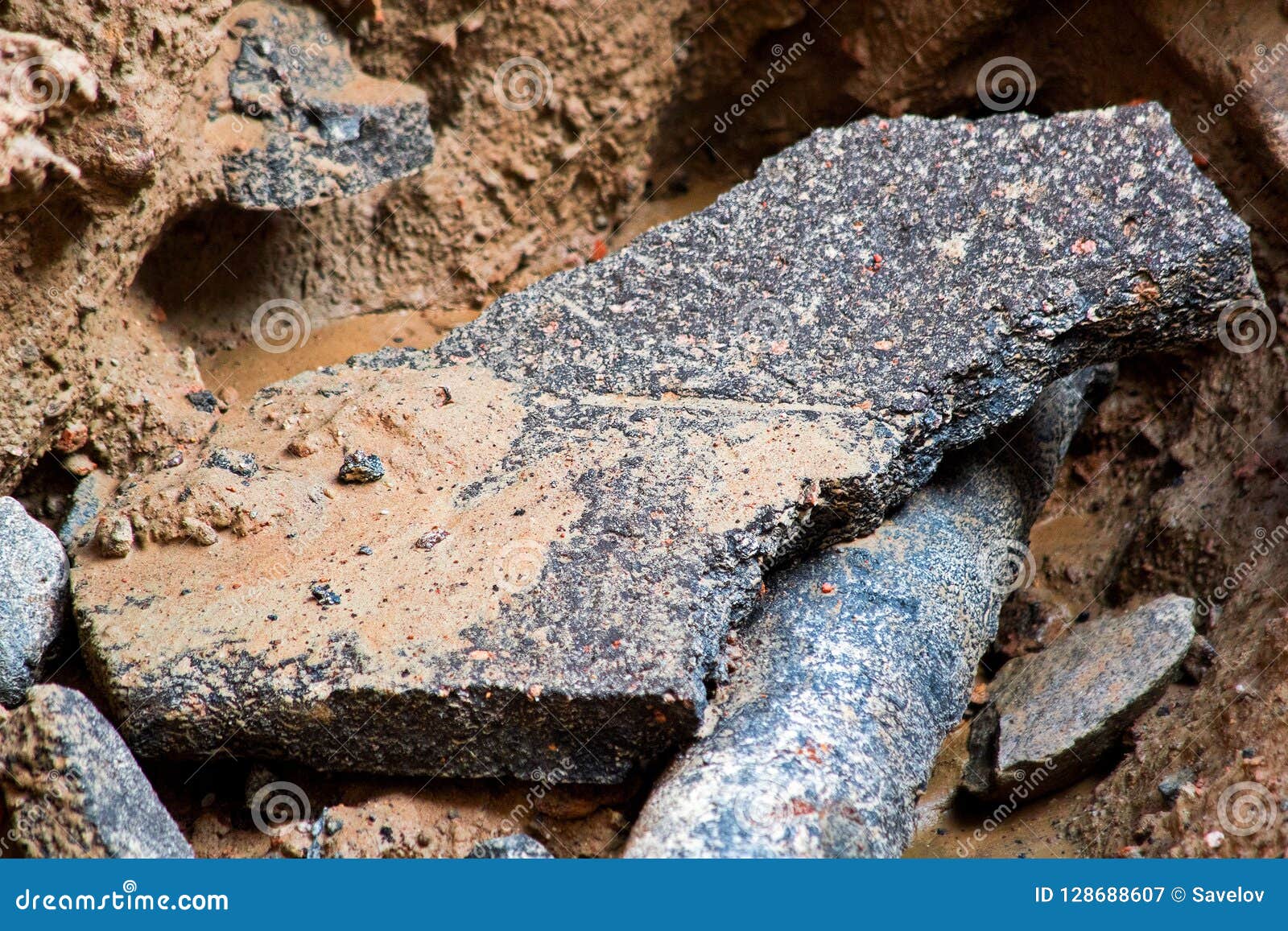 Pieces of Failed Asphalt in the Pit Stock Image - Image of construction ...
