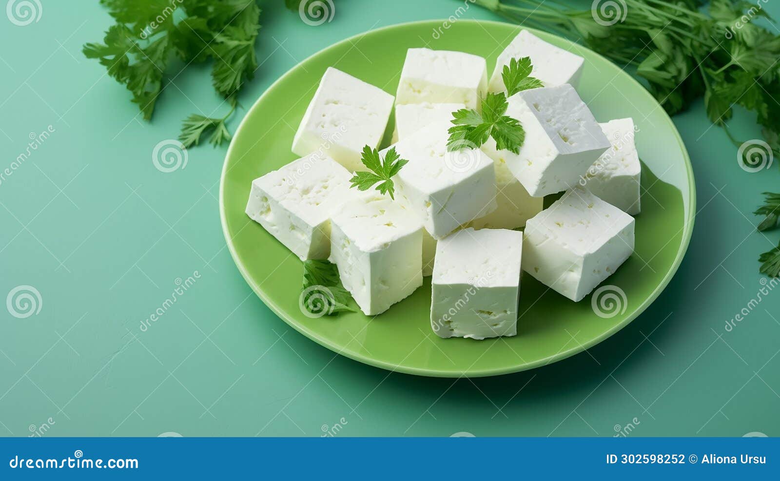 Pieces of Feta Cheese on Simple Background Copy Space Stock ...