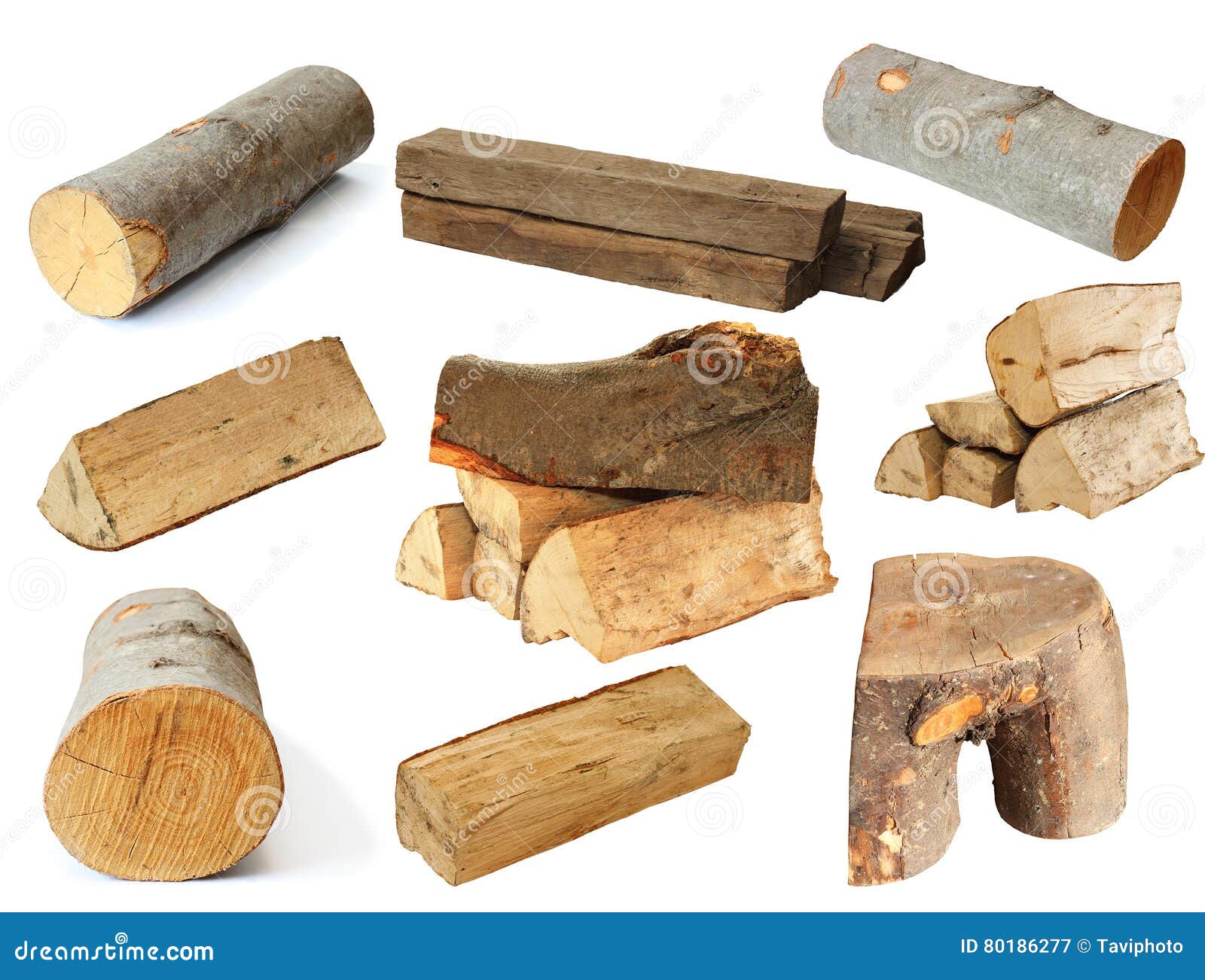 Pieces of Fire Wood Over White Stock Image - Image of heap, beech: 80186277