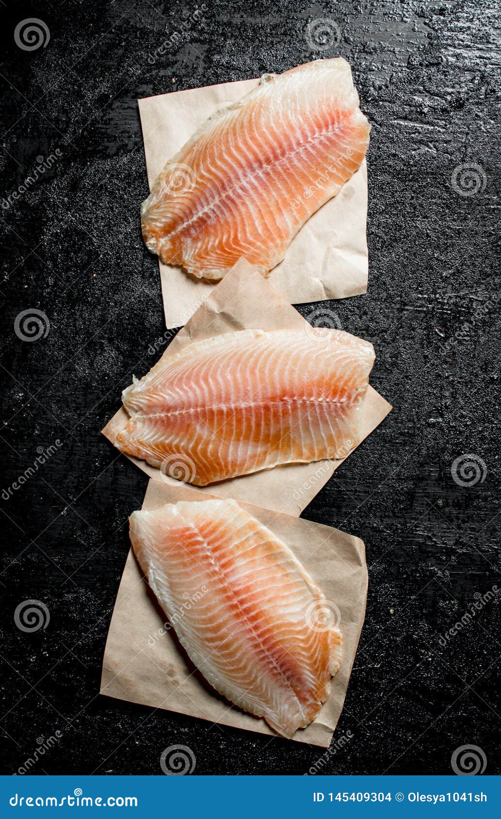 Pieces of Fish Fillet on Paper Napkins Stock Photo - Image of halibut ...