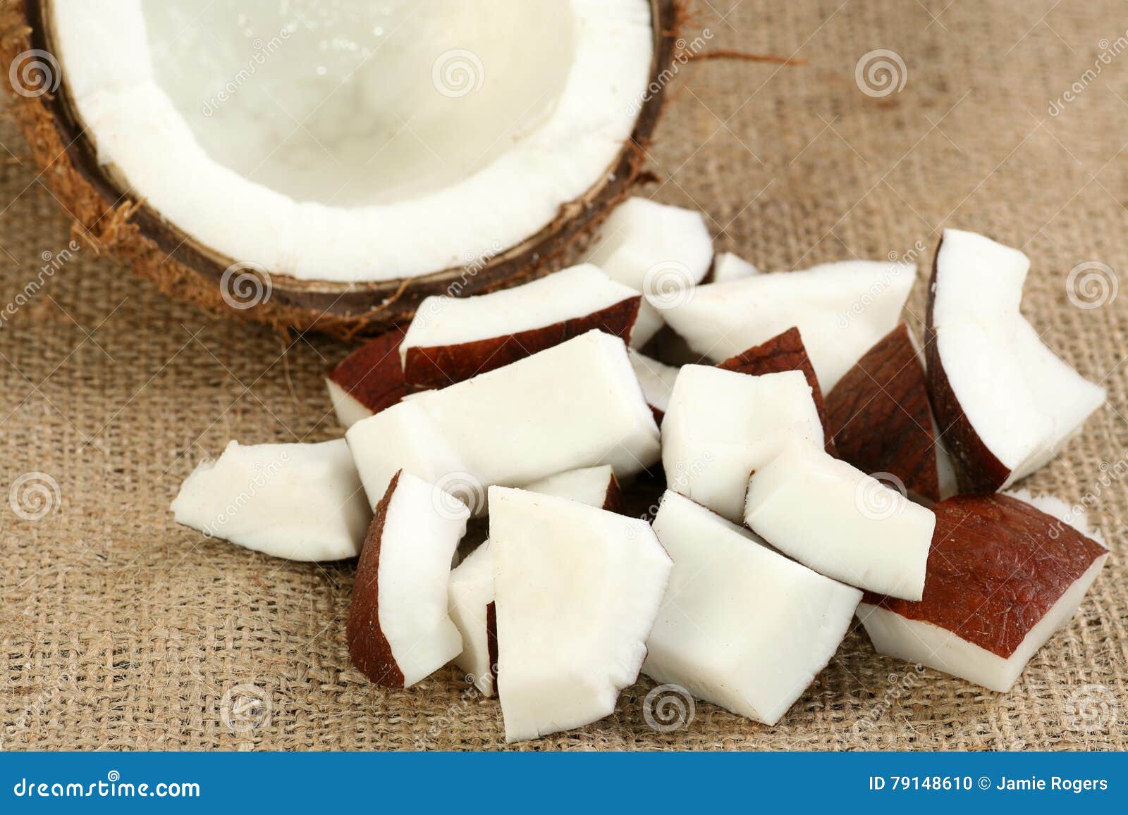 Pieces of fresh coconut stock photo. Image of tasty, nutritious - 79148610