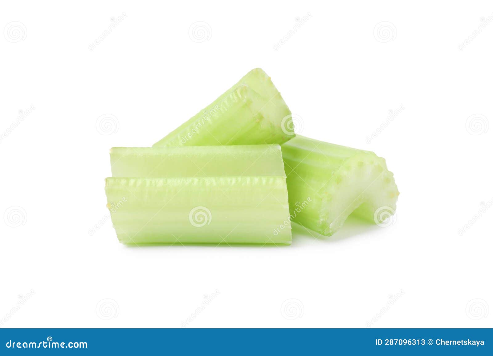 Pieces of Fresh Cut Celery Isolated on White Stock Image - Image of ...