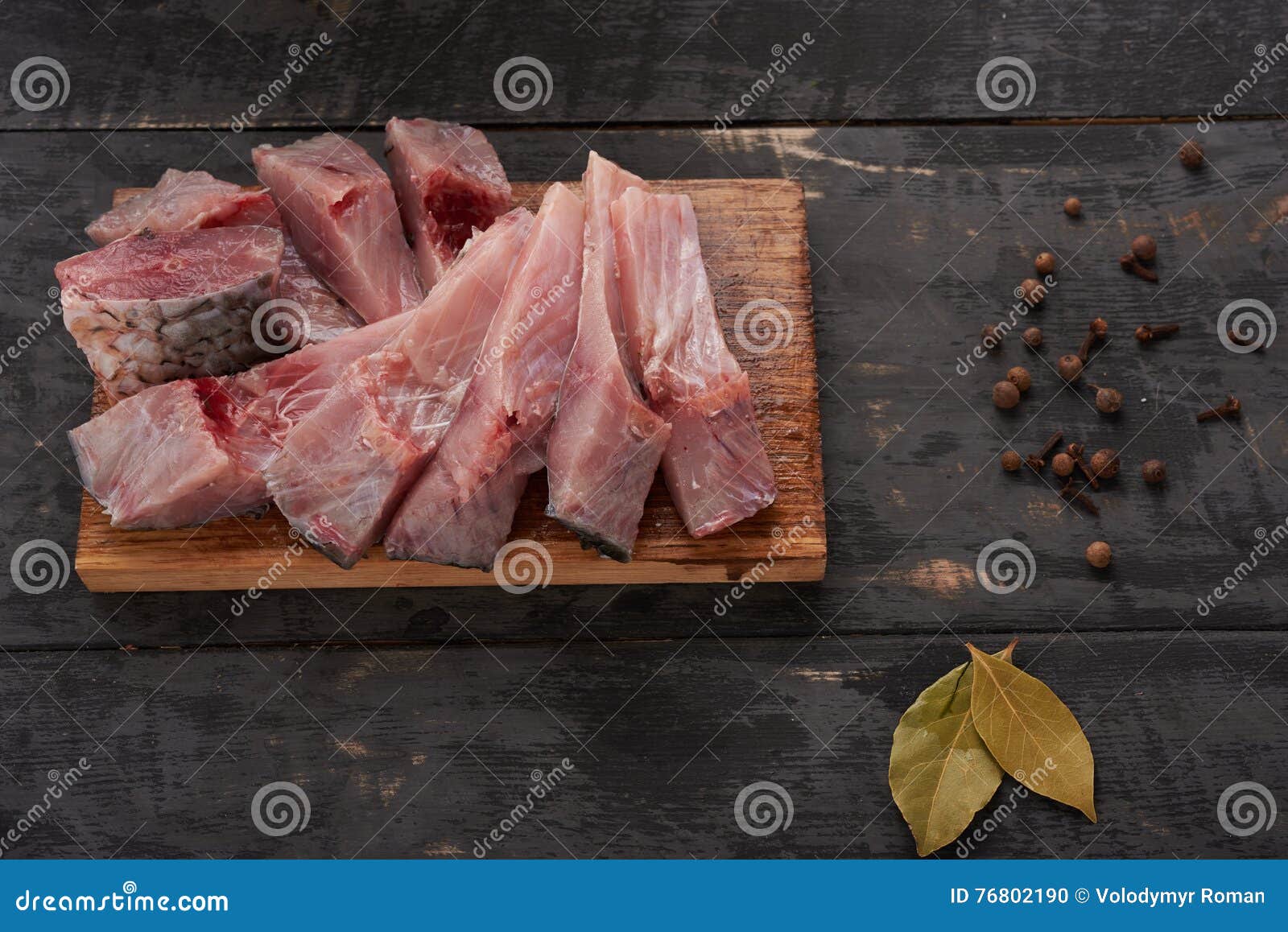 Pieces of Fresh Fish Carp on a Table Stock Photo - Image of carp, board ...