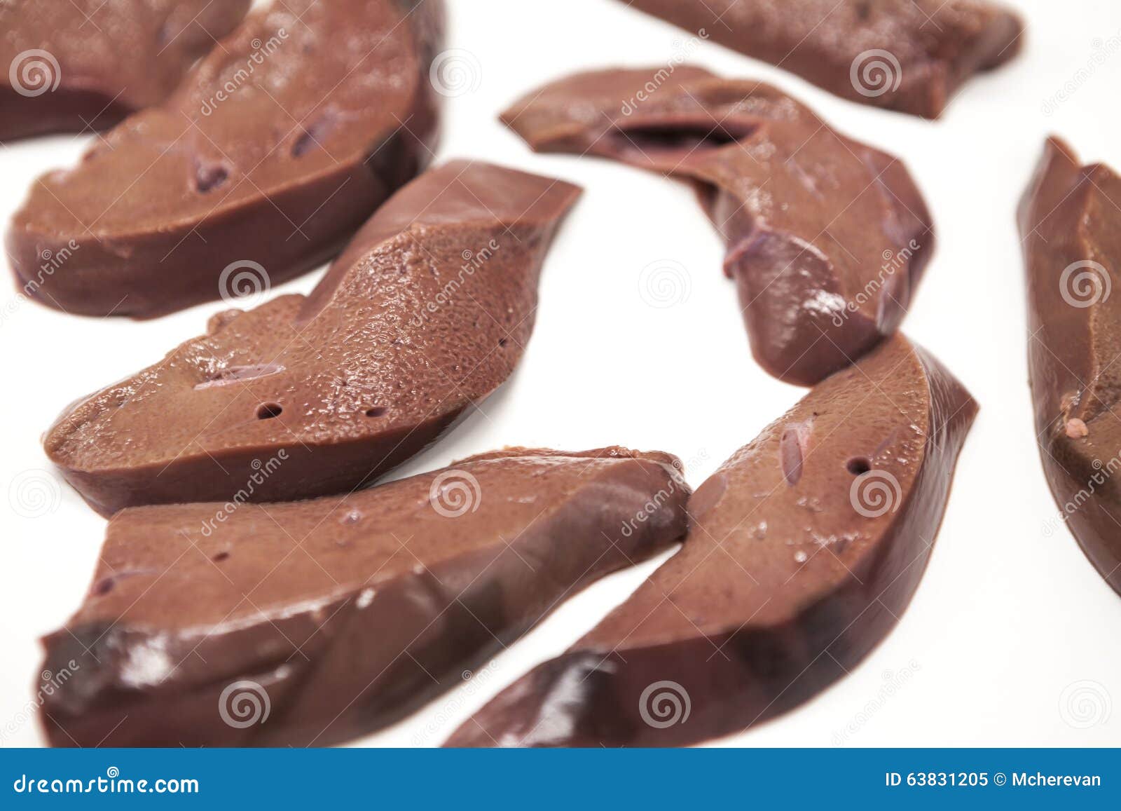 A Pieces of Fresh Raw Beef Liver on White Background. Stock Image ...