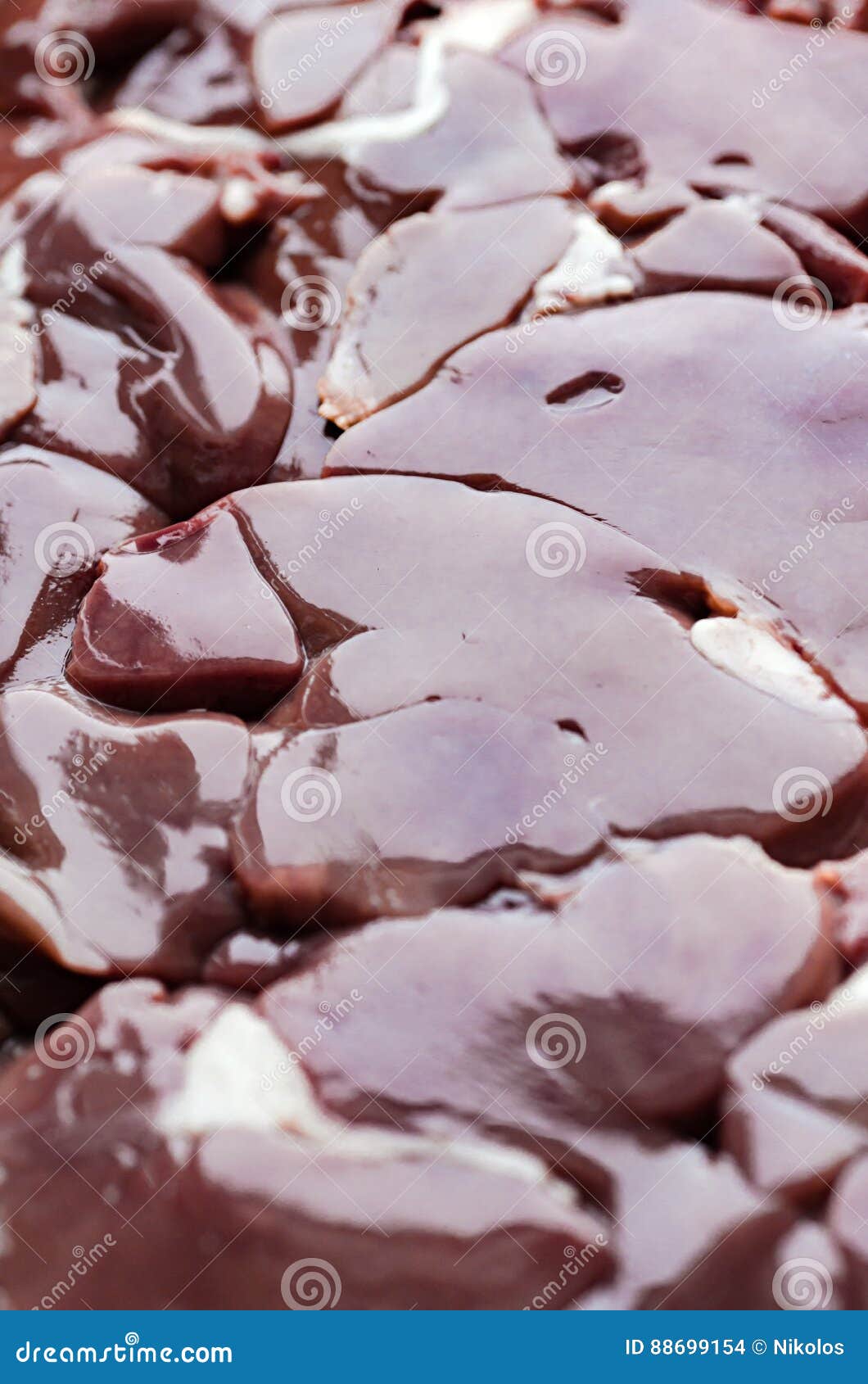 Pieces of fresh raw liver stock photo. Image of macro - 88699154