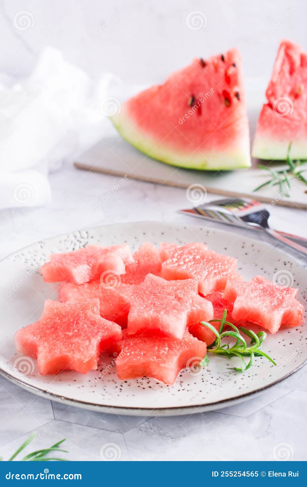 Pieces of Fresh Watermelon in the Form of Stars on a Plate. Summer ...