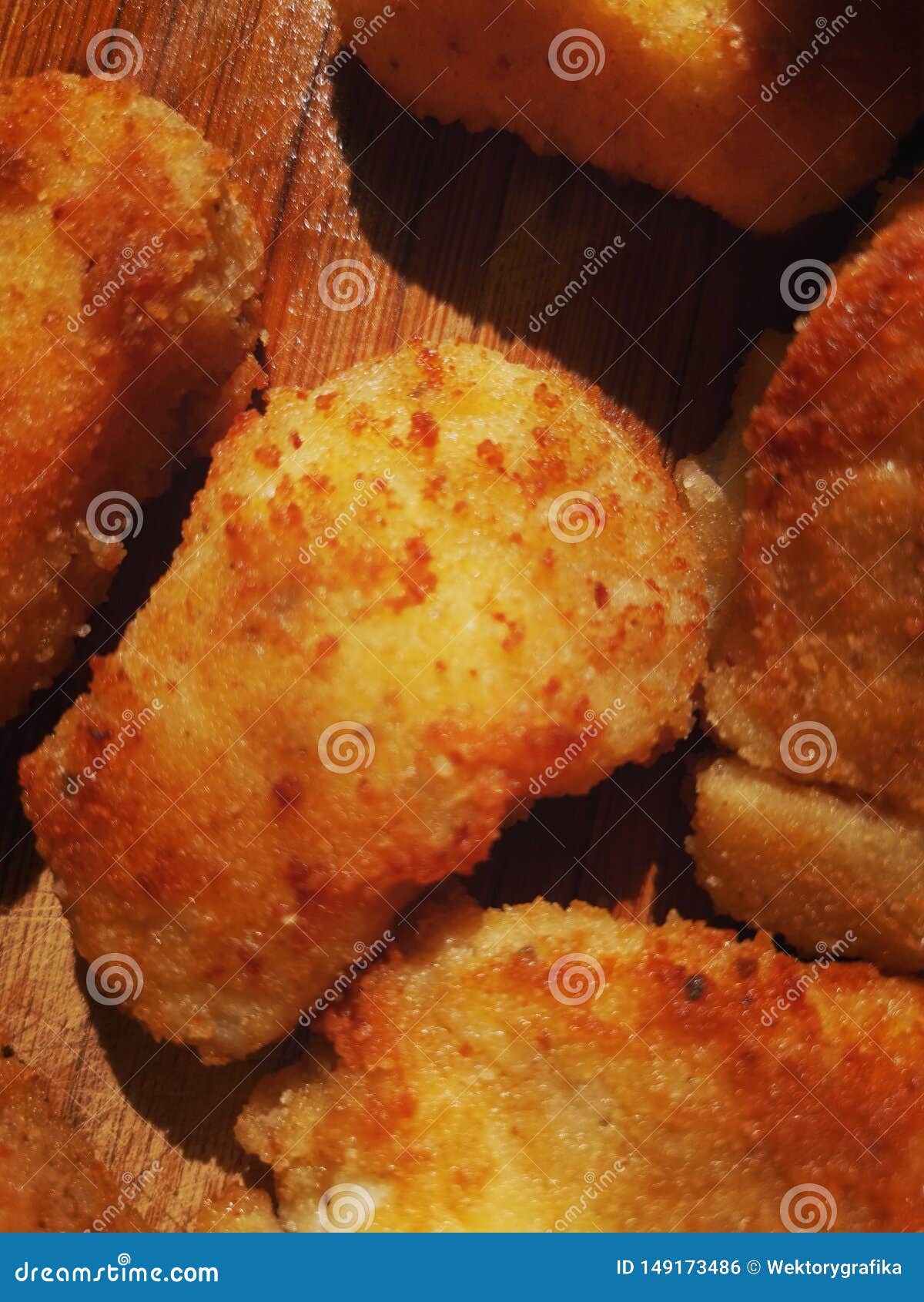 Pieces of Fried Breaded Chicken or Fish Close Up Stock Photo - Image of ...
