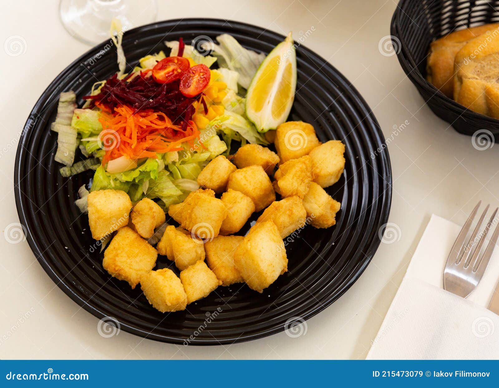 Pieces of Fried Cuttlefish Breaded with Vegetables Stock Image - Image ...