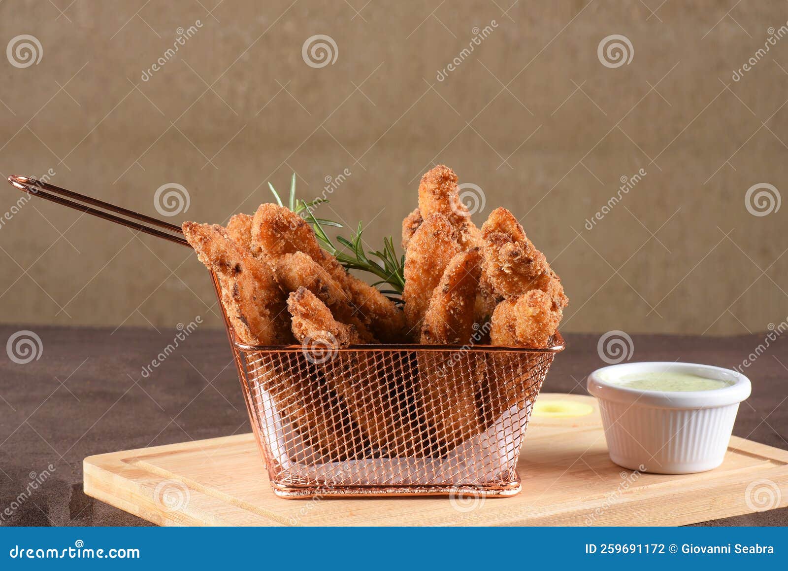 Pieces of Fried Fish Breaded with Panko Flour Served with Herb Sauce ...