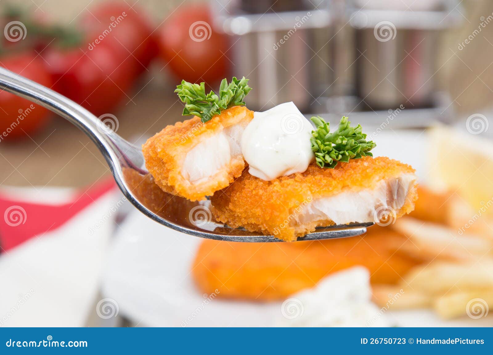 Pieces of Fried Fish on a Fork Stock Image - Image of brown, dinner ...