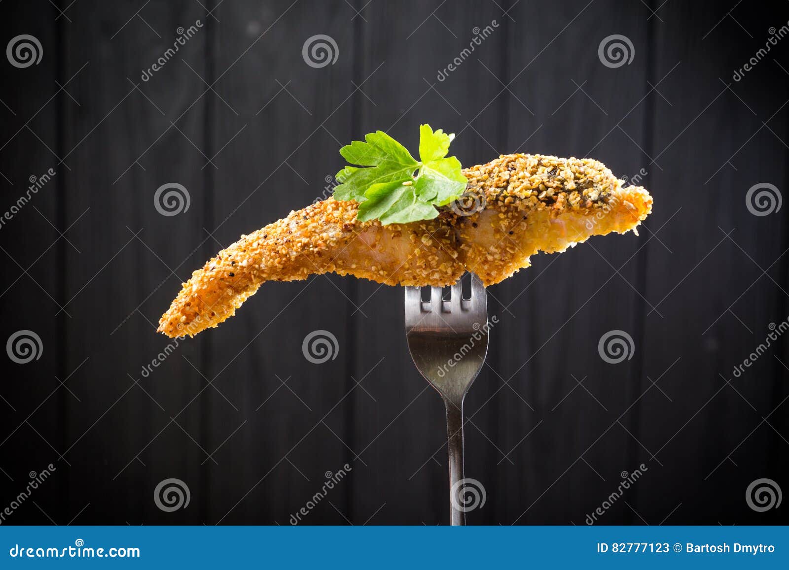 Pieces of Fried Fish on a Fork Stock Image - Image of meat, close: 82777123
