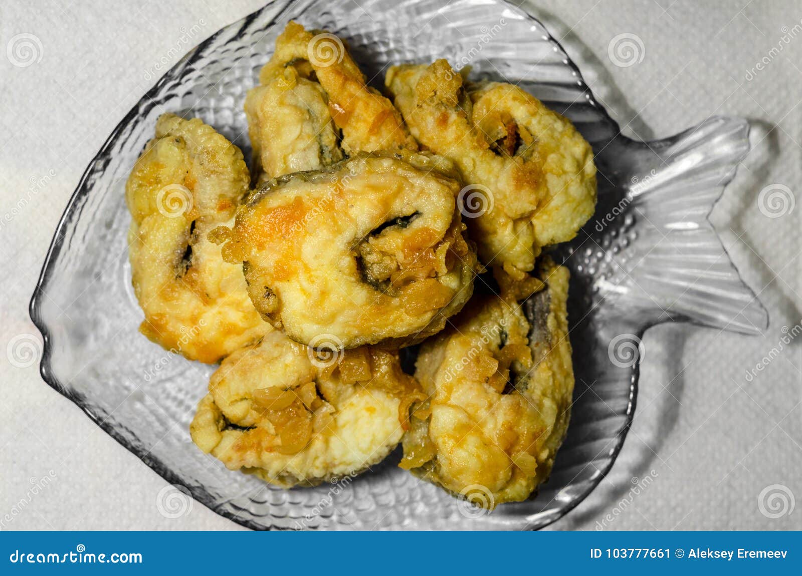 Pieces of Fried Fish on a Plate Stock Image - Image of isolated, board ...