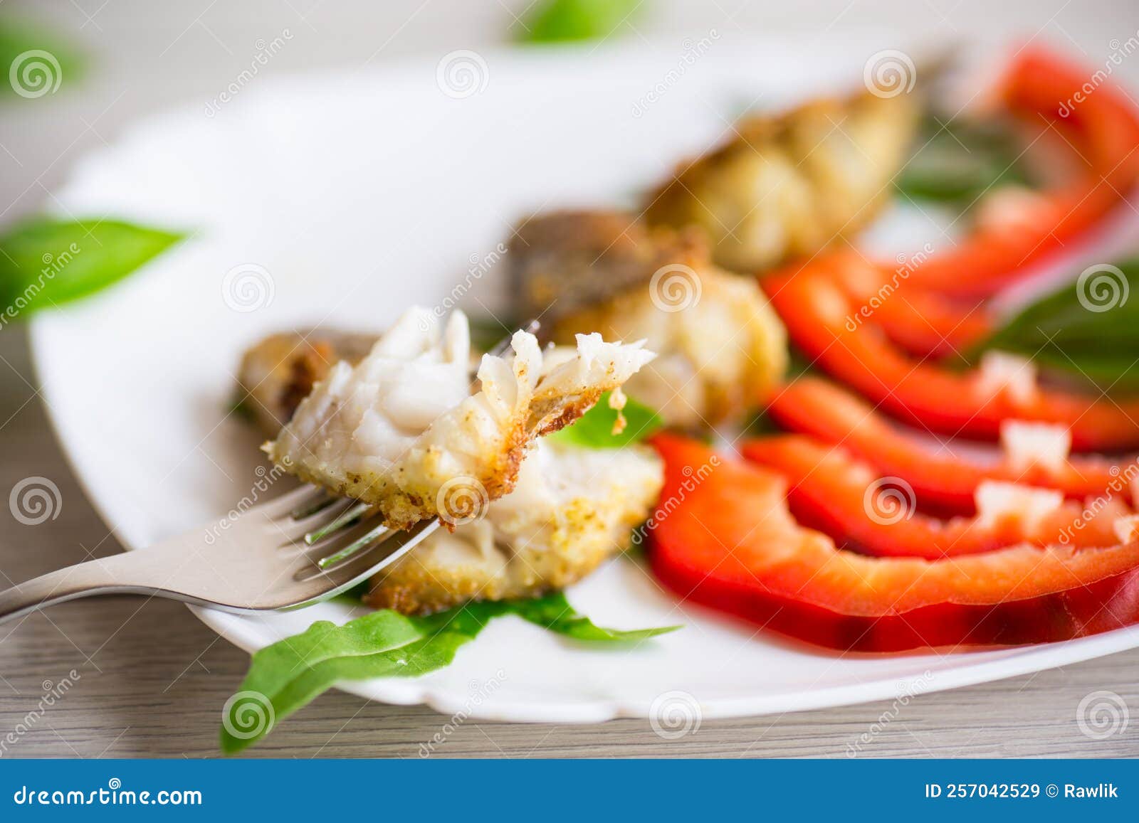 Pieces of Fried Hake Fish in a Plate with Pepper Stock Image - Image of ...