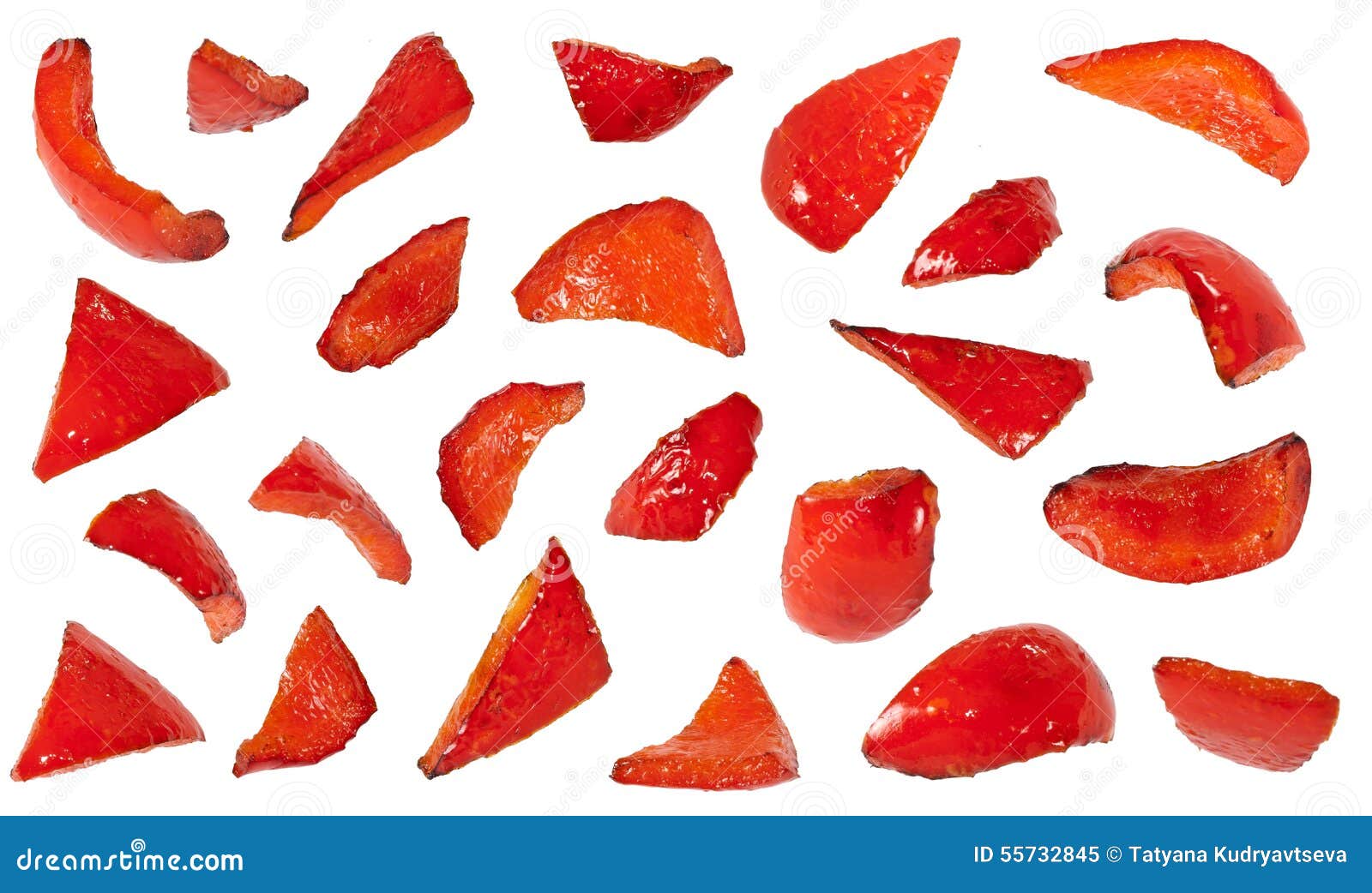 Pieces of fried pepper stock image. Image of studio, bell - 55732845