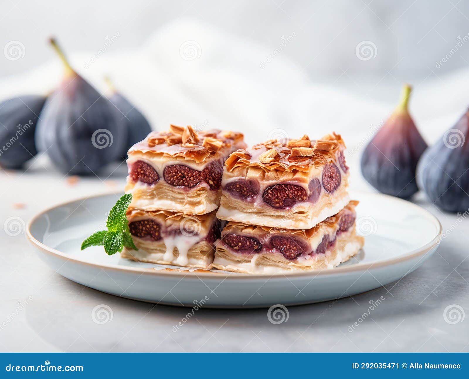 Pieces of Glazed Figs on a Piece of Bread Spread with Cream Cheese ...