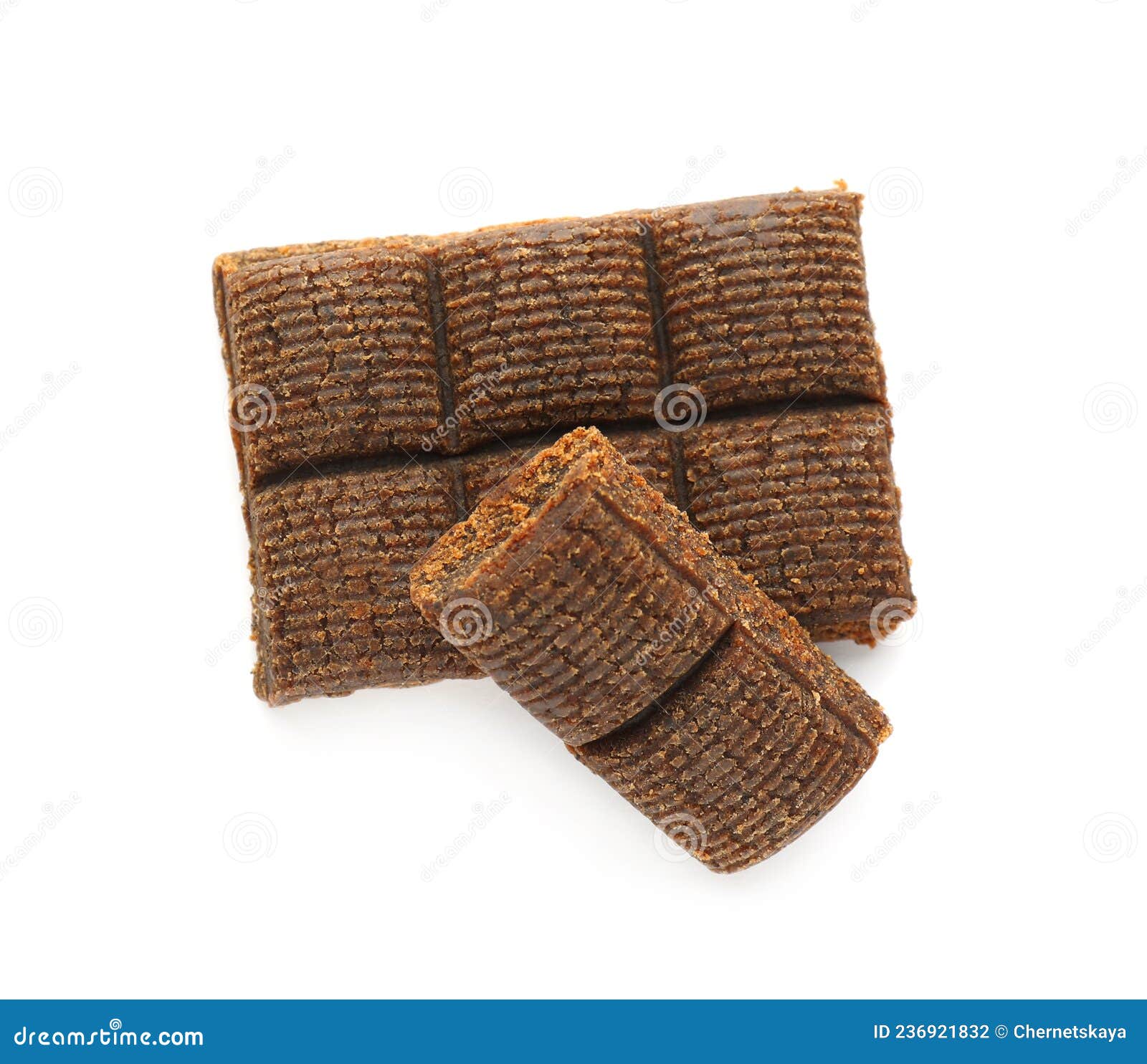 Pieces of Hematogen Bar on White Background, Top View Stock Photo ...