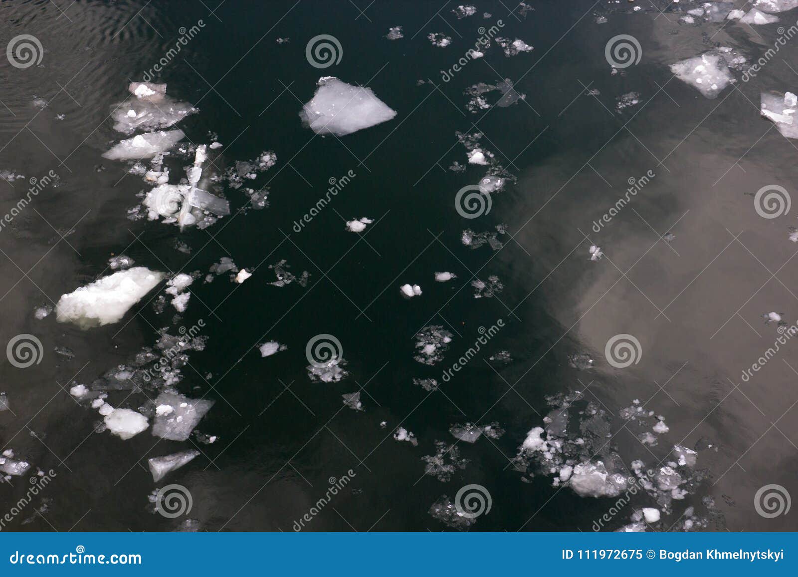 Pieces of Ice Floating on the River Stock Image - Image of outdoors ...