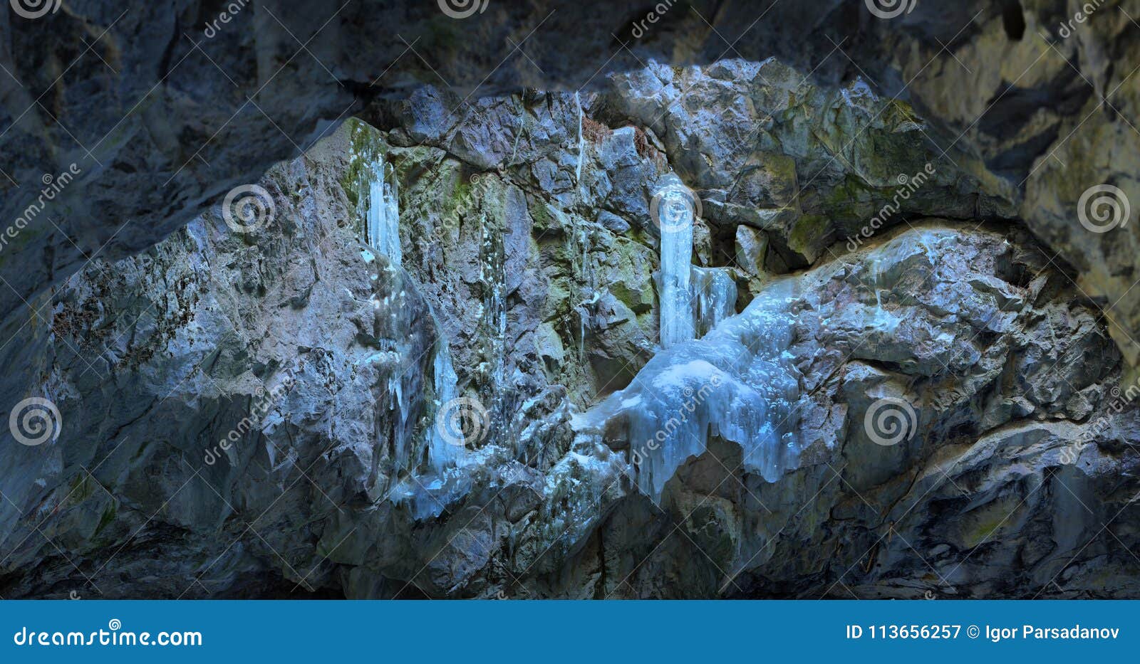 Ice on rocks in the cave stock image. Image of rocks - 113656257