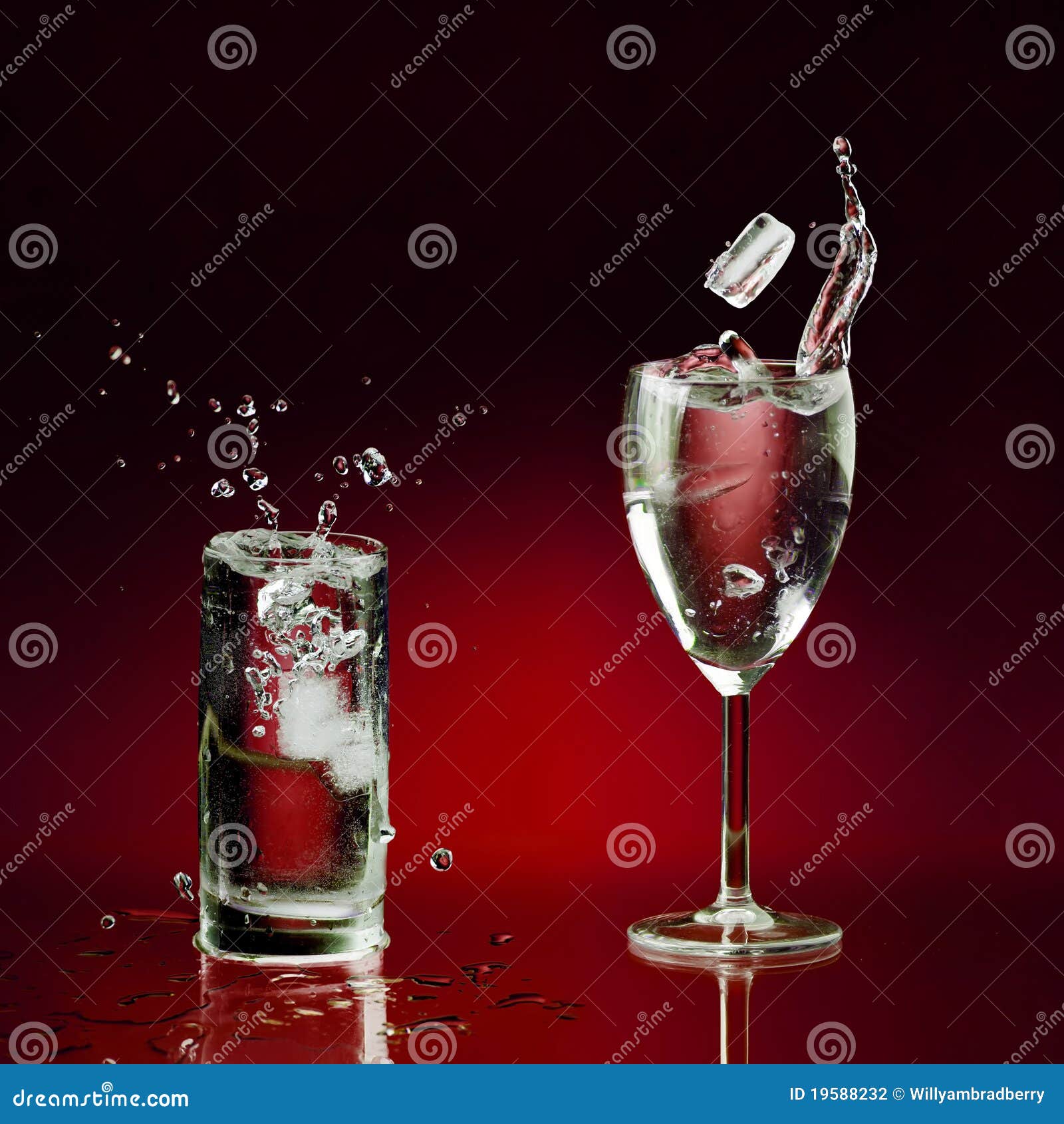 Pieces of Ice Throwed in Two Glasses Stock Photo - Image of cool ...