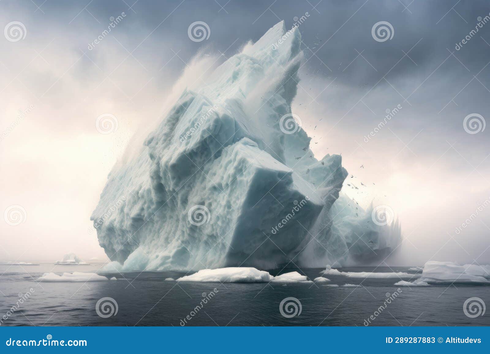Pieces of Iceberg Breaking Off during Flip Stock Illustration ...