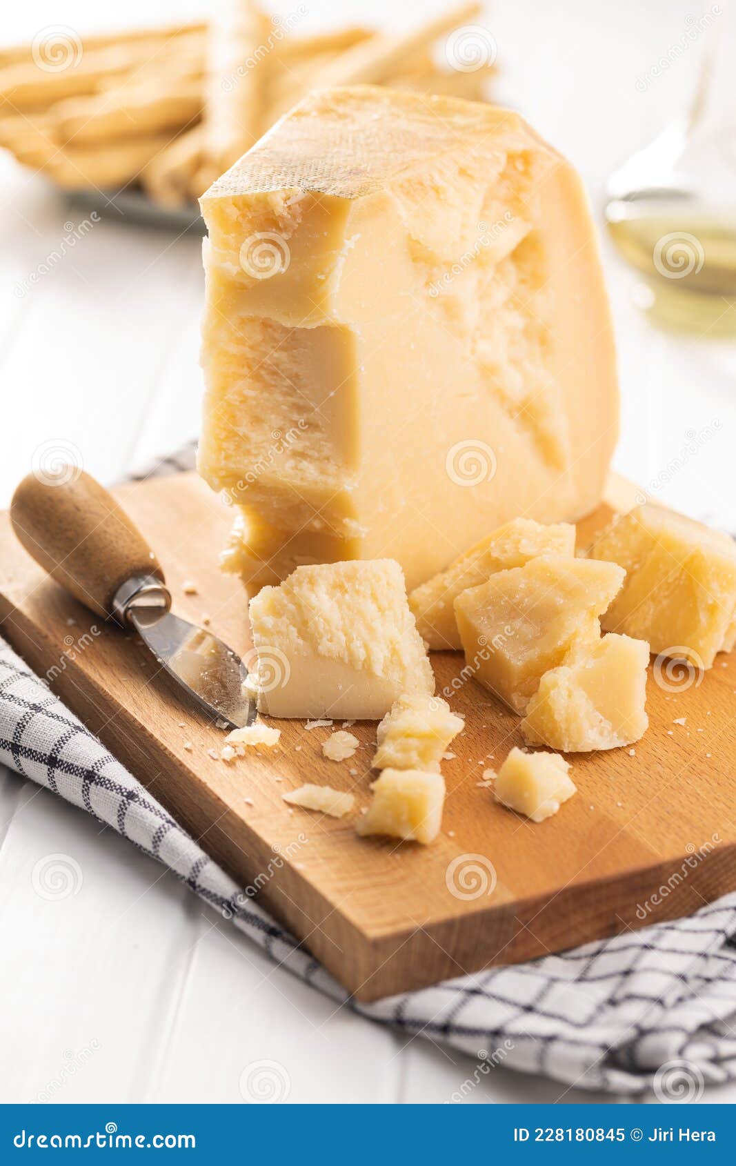 Pieces of Italian Parmesan Cheese. Block of Parmesan Stock Image ...